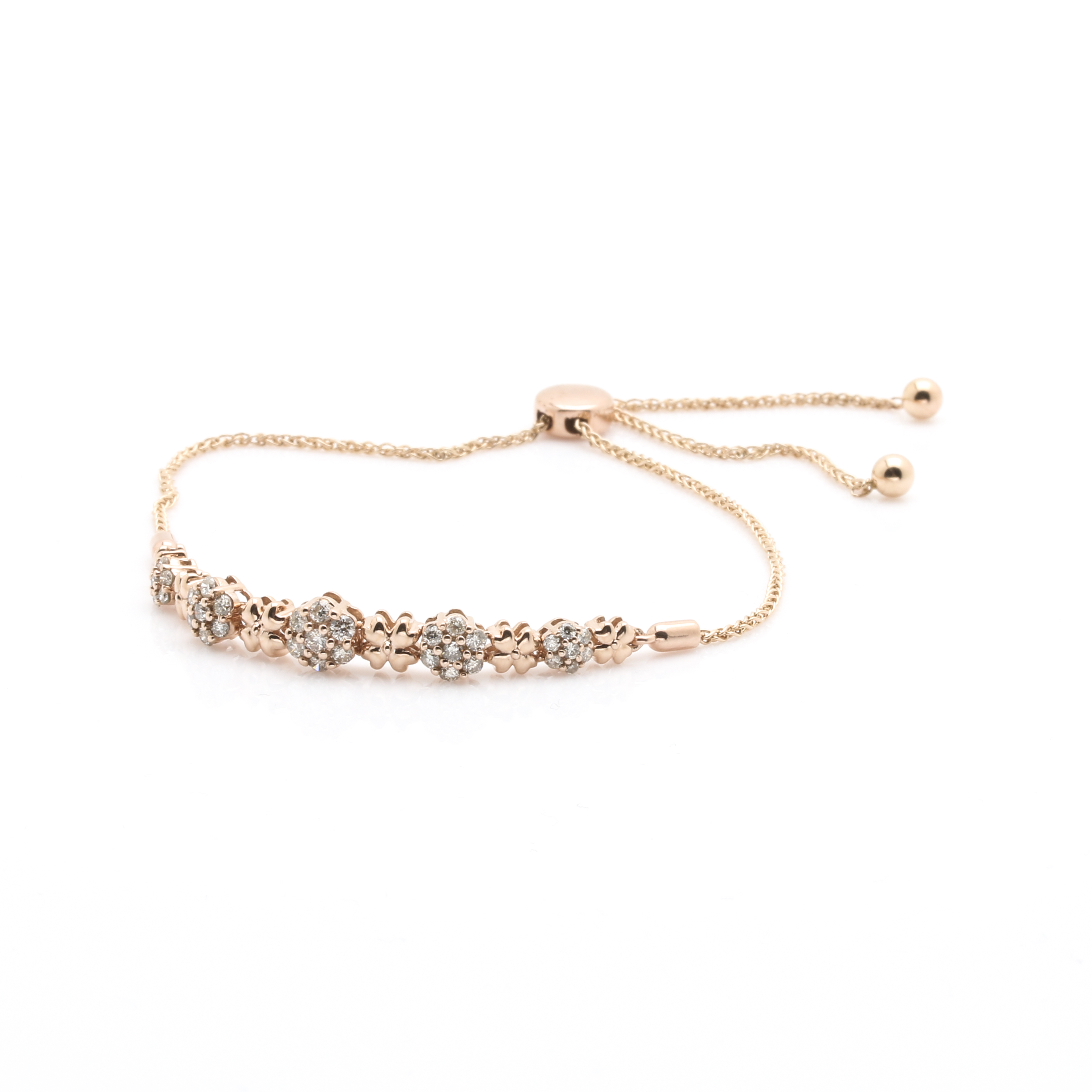10K Rose Gold Diamond Slide Chain Bracelet | EBTH