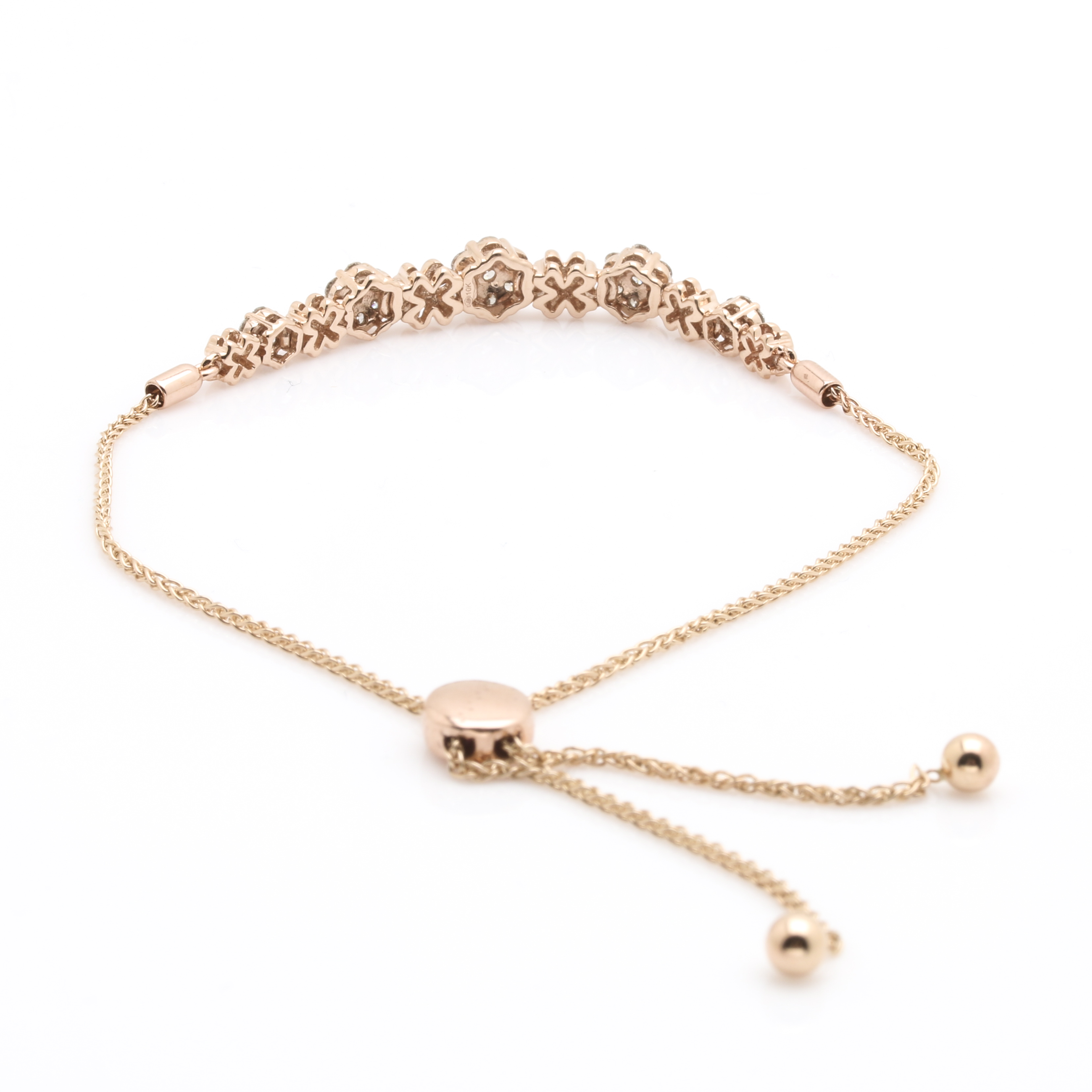 10K Rose Gold Diamond Slide Chain Bracelet | EBTH