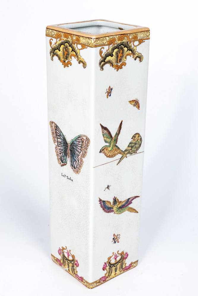 Vintage Tozai Home Decorative Ceramic Square Vase | EBTH