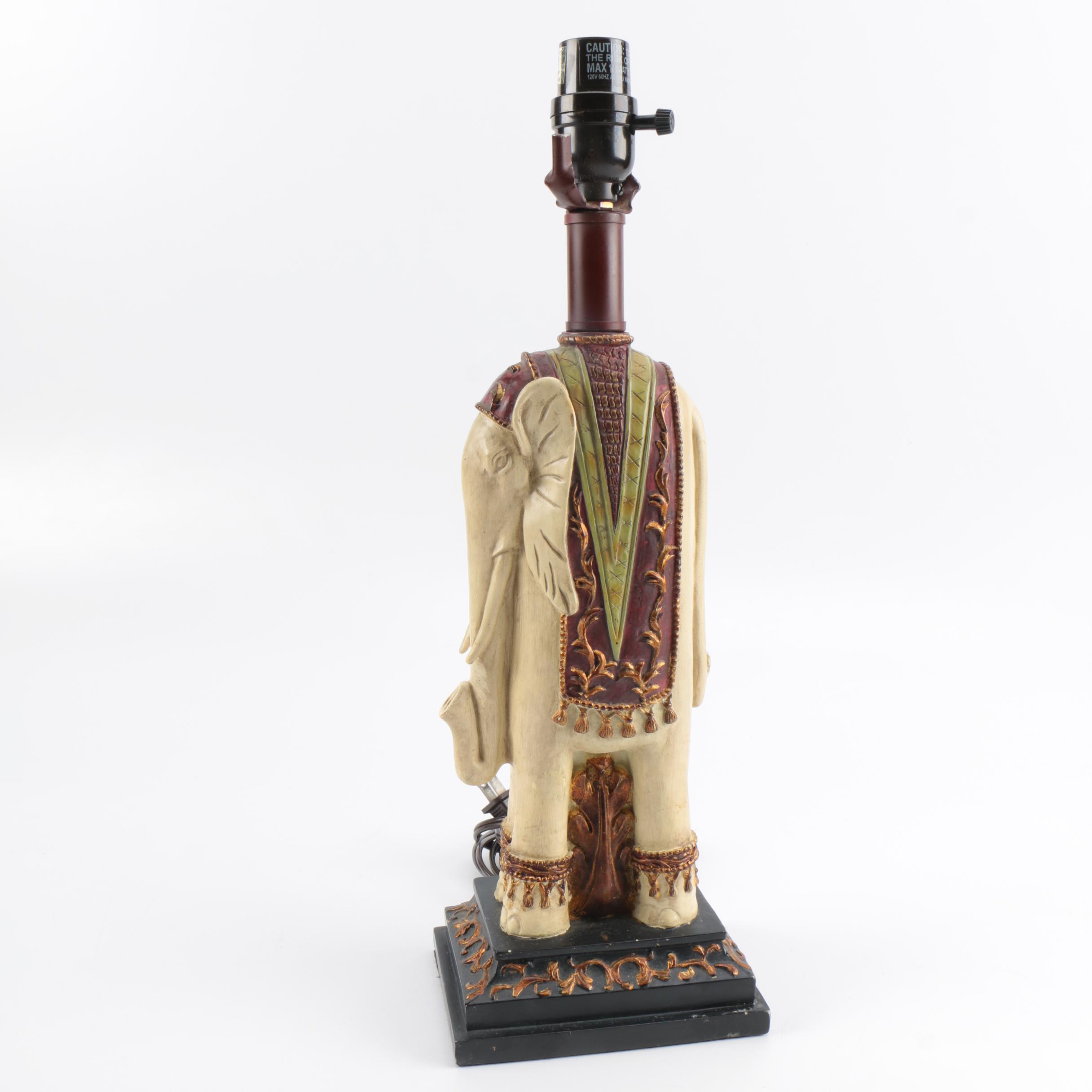 Off White Resin Elephant Lamp | EBTH