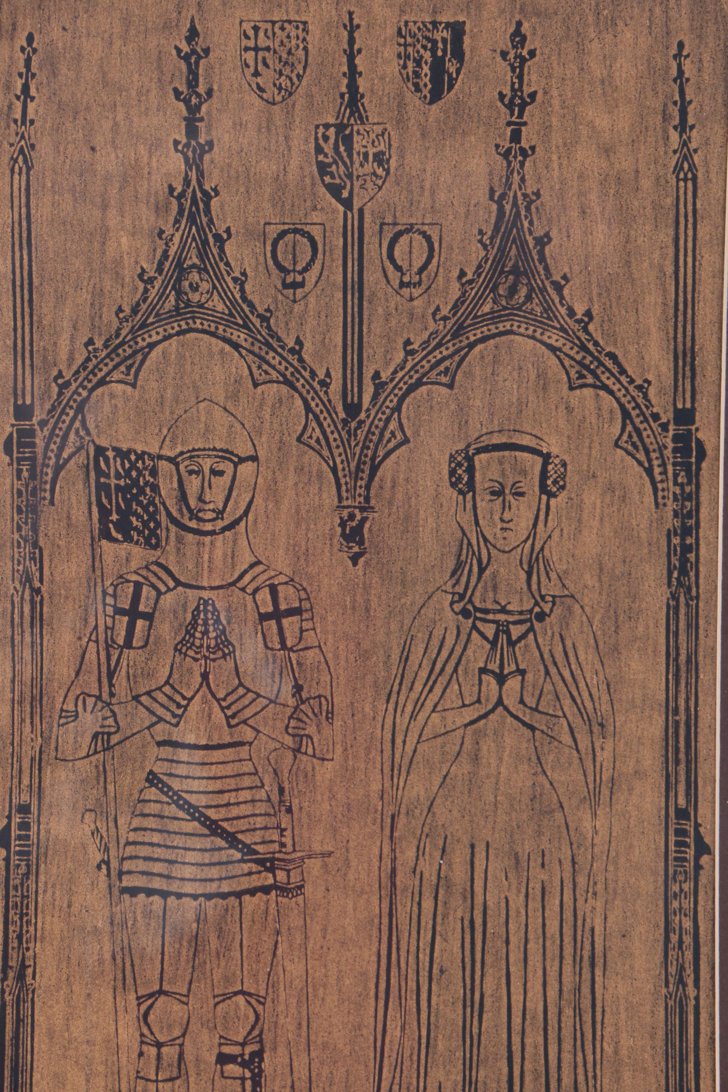 Planographic Print After Brass Rubbing of Simon de Felbrigg and Lady ...