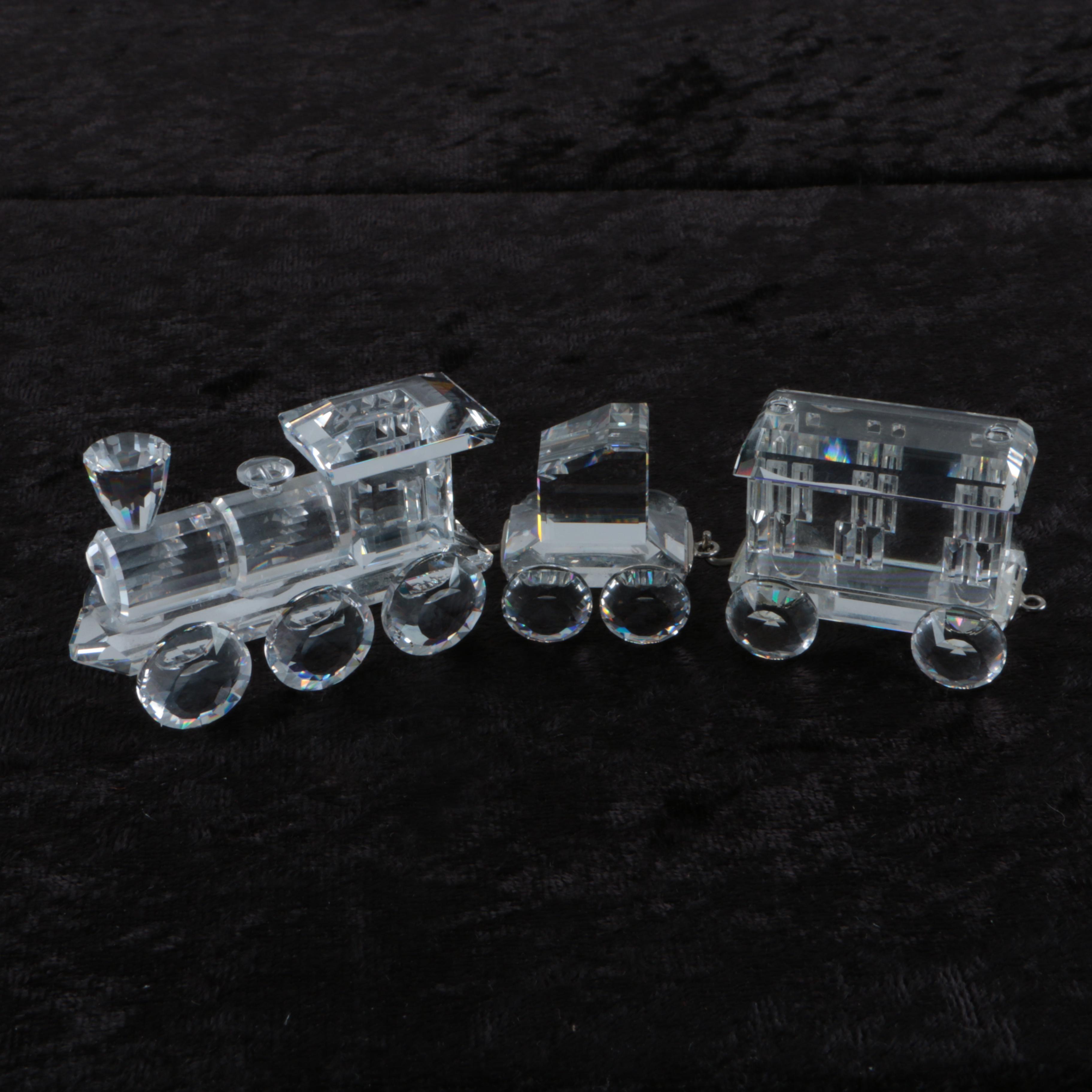 Three Swarovski Crystal Train Figurines | EBTH