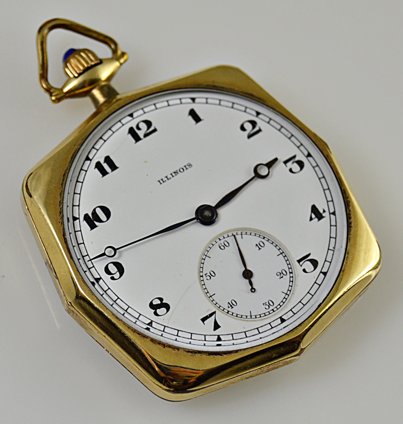 Vintage Illinois Octagonal Open Face Pocket Watch | EBTH