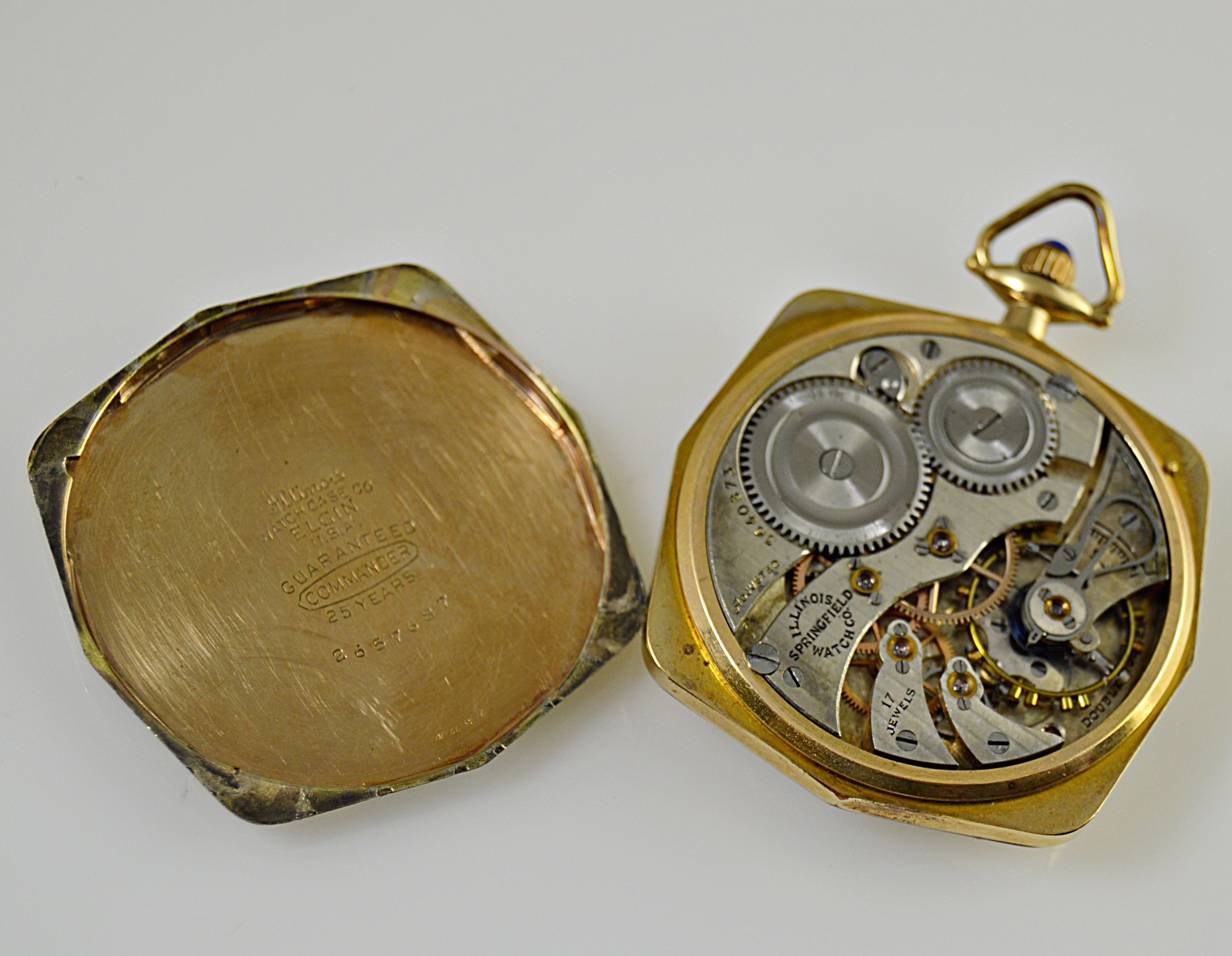 Vintage Illinois Octagonal Open Face Pocket Watch | EBTH