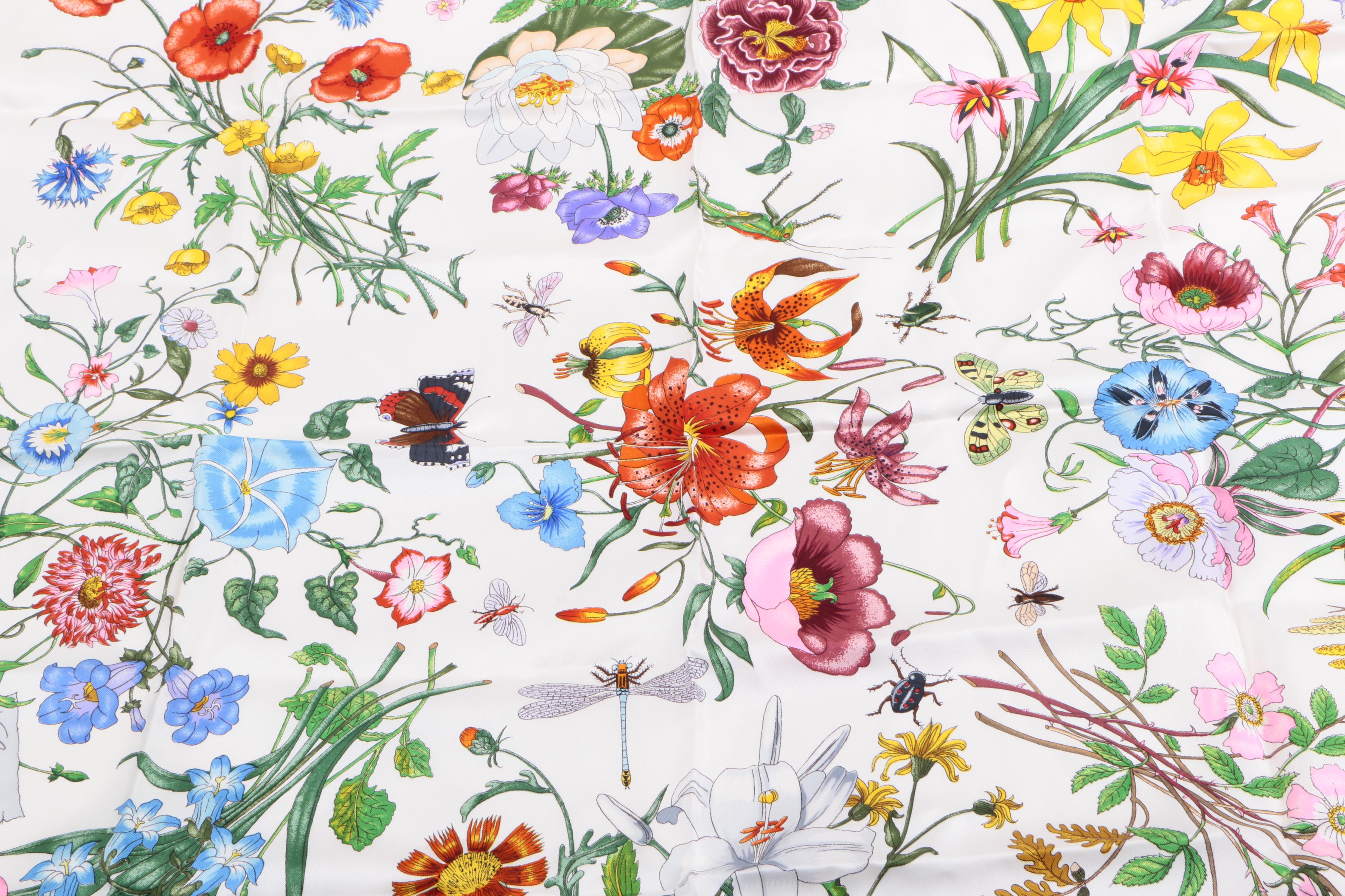 Gucci Floral Print Silk Scarf | EBTH