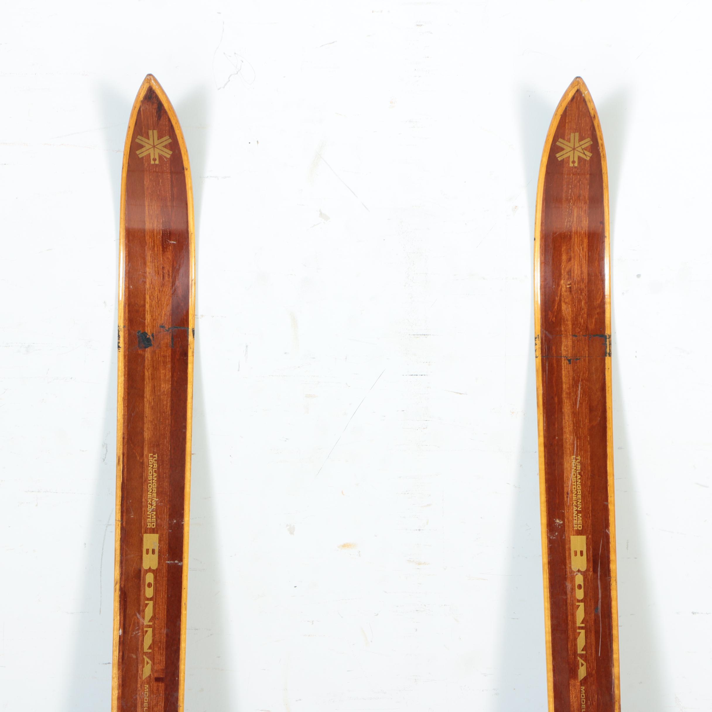 Bonna Model 2000 Wood Skis and Poles | EBTH
