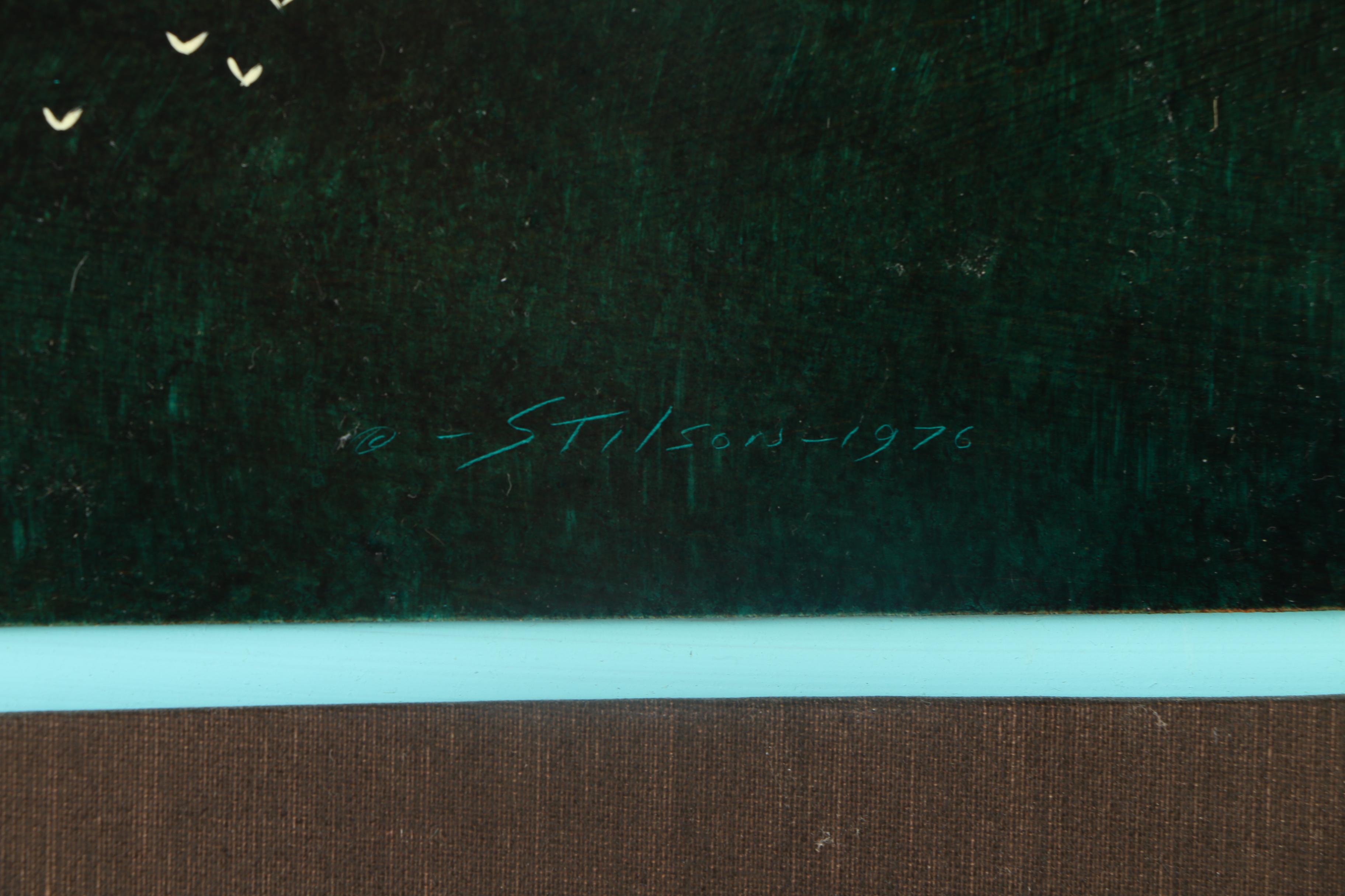 1976 Bill Stilson Oil Painting of Plants on Board | EBTH