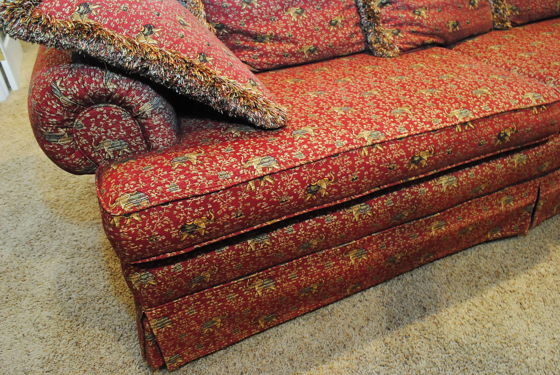 Red Elephant Print Sofa | EBTH