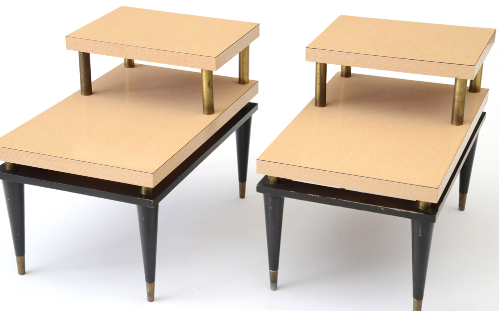 Mid Century Modern Bleached Oak Grain Laminated End Tables | EBTH