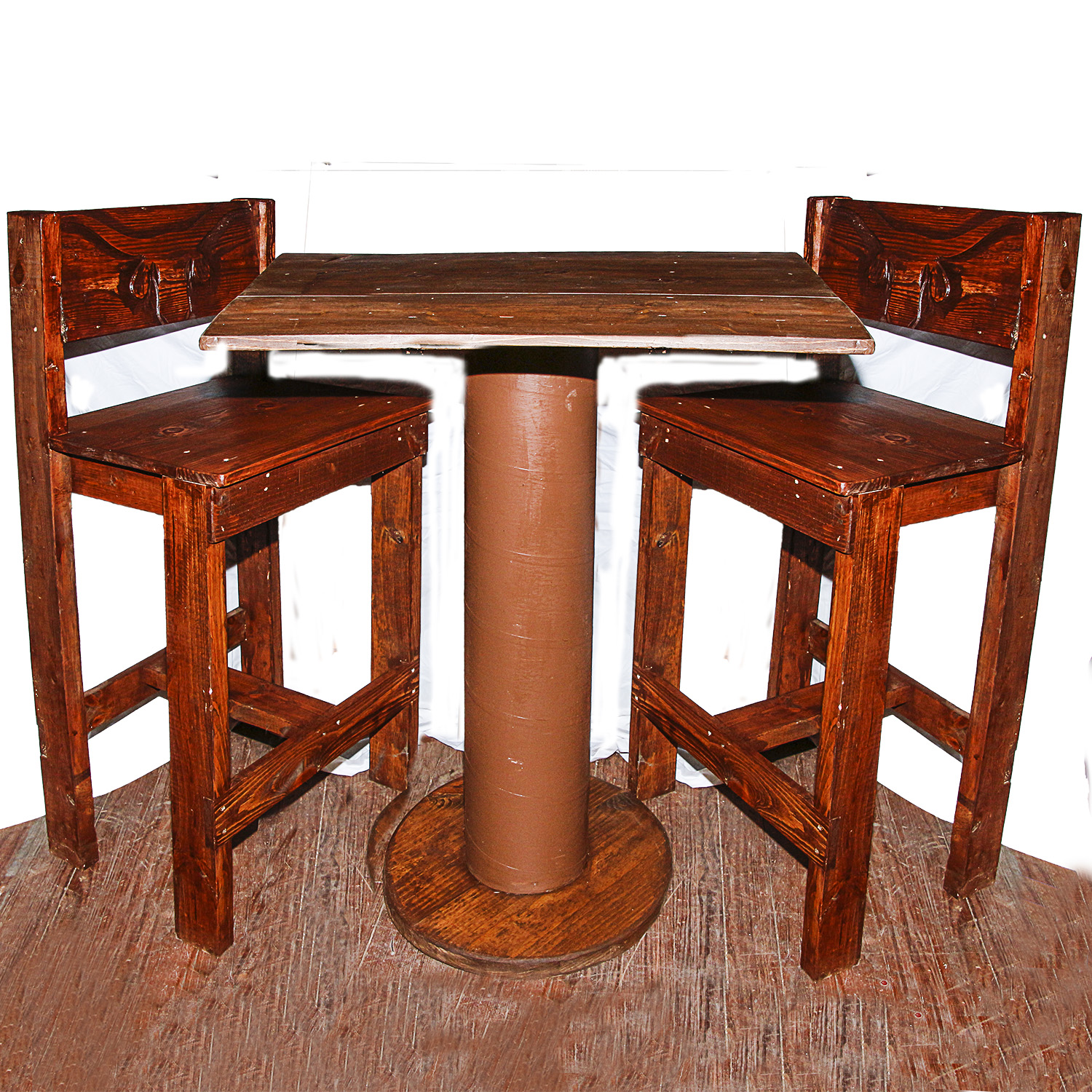Rustic Wooden High Top Table with Chairs | EBTH