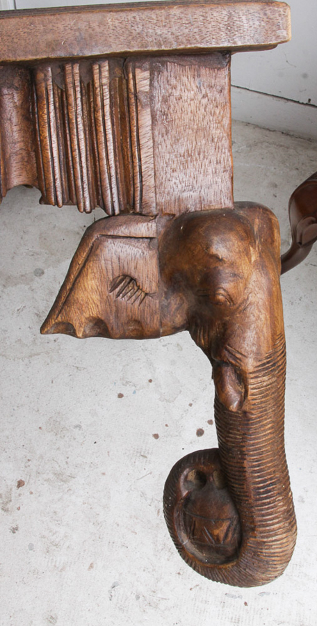 Carved Elephant Leg Coffee Table | EBTH