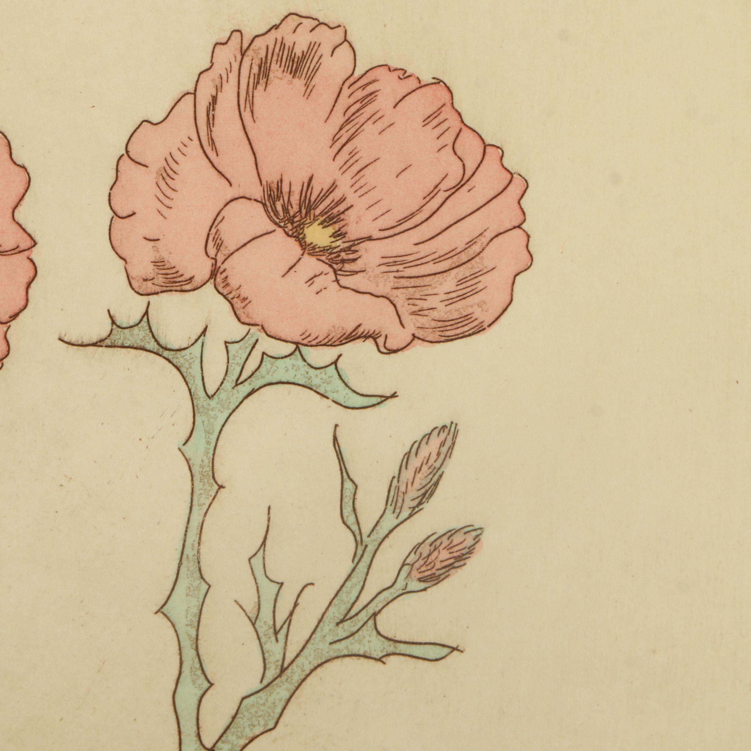 Limited Edition Hand Colored Etchings with Embossment "Phlox" and ...