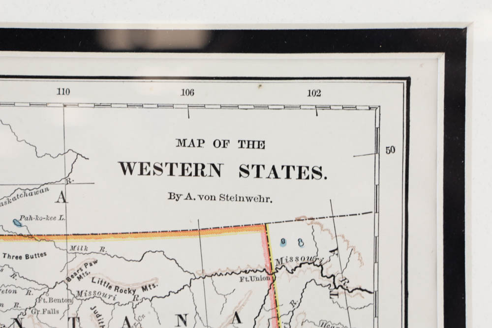 1876 American Map of the Western States After Adolph von Steinwehr | EBTH