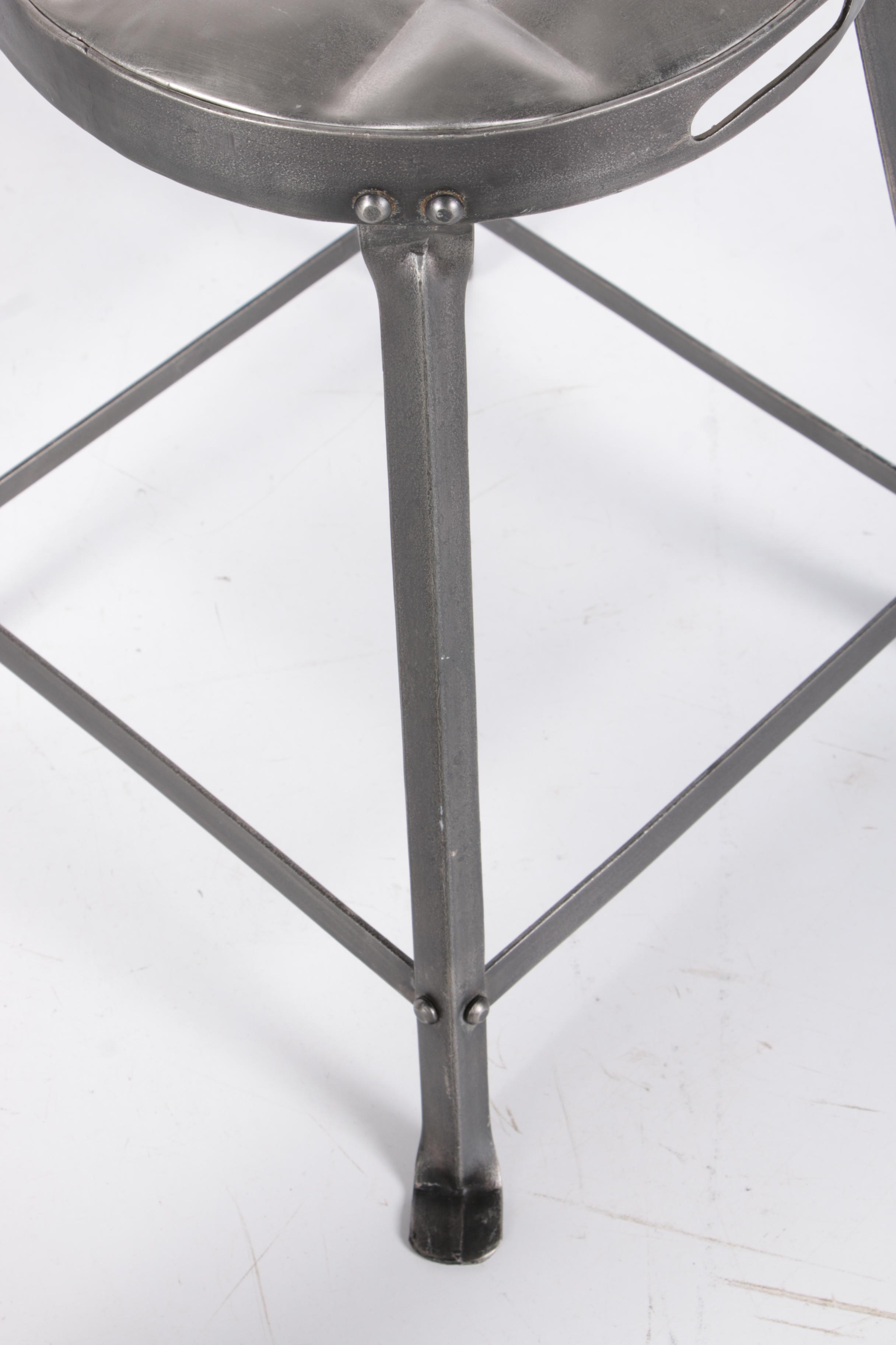 Pair of Elegant Modern Industrial Steel Stools | EBTH