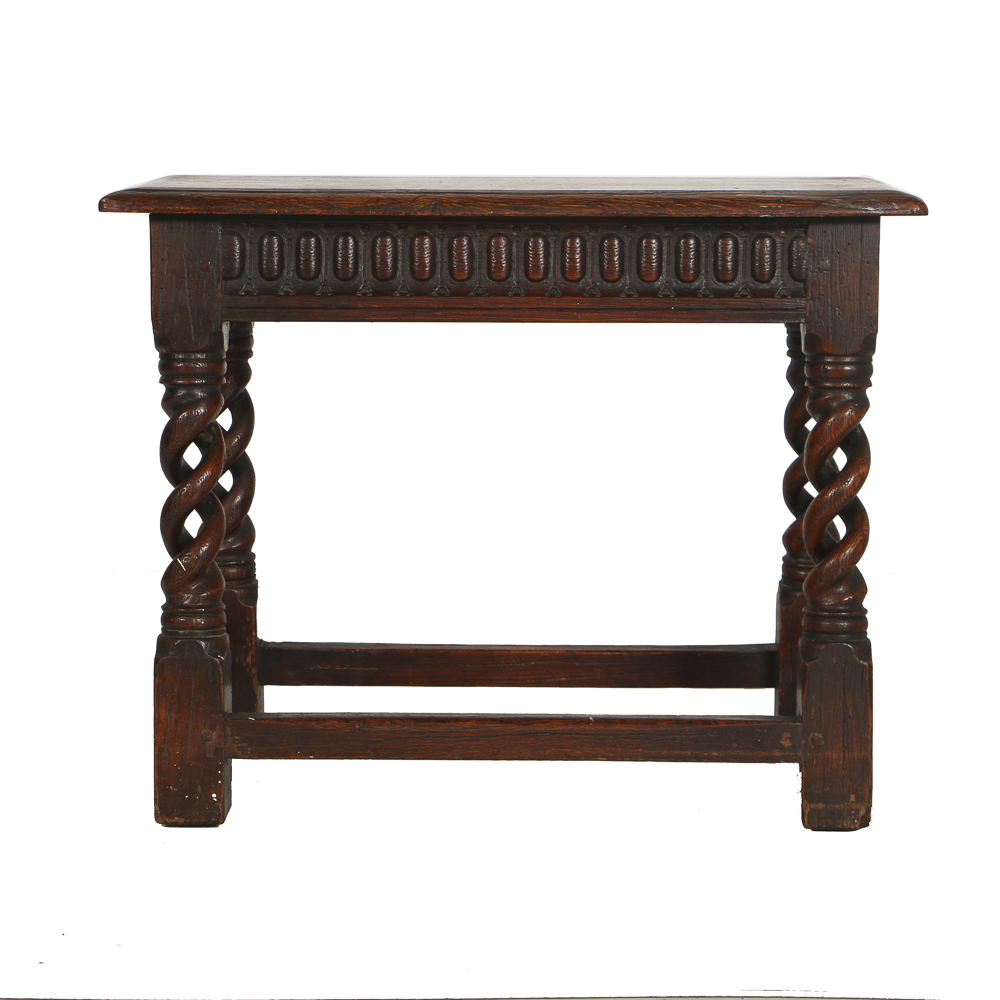 19th Century Double Barley Twist Oak Bench | EBTH