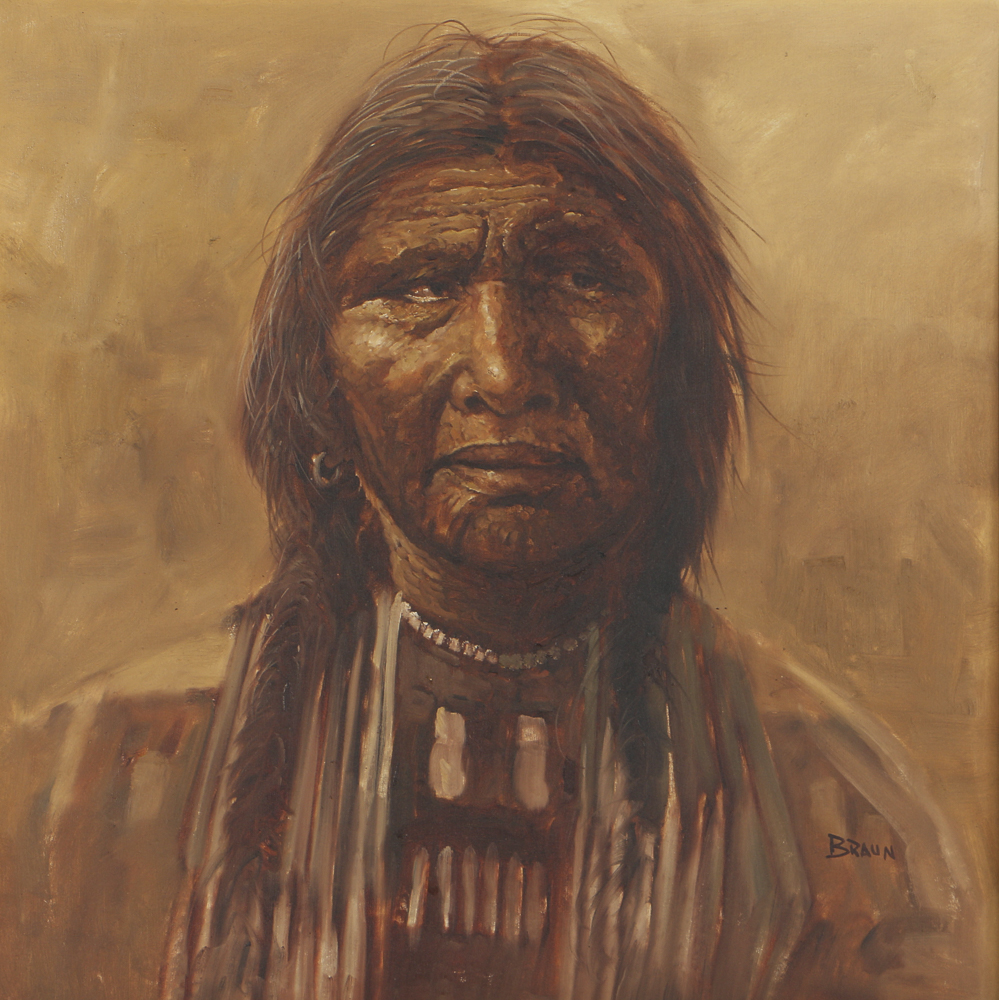 Jorge Tarallo Oil Painting on Canvas Portrait of a Native American | EBTH