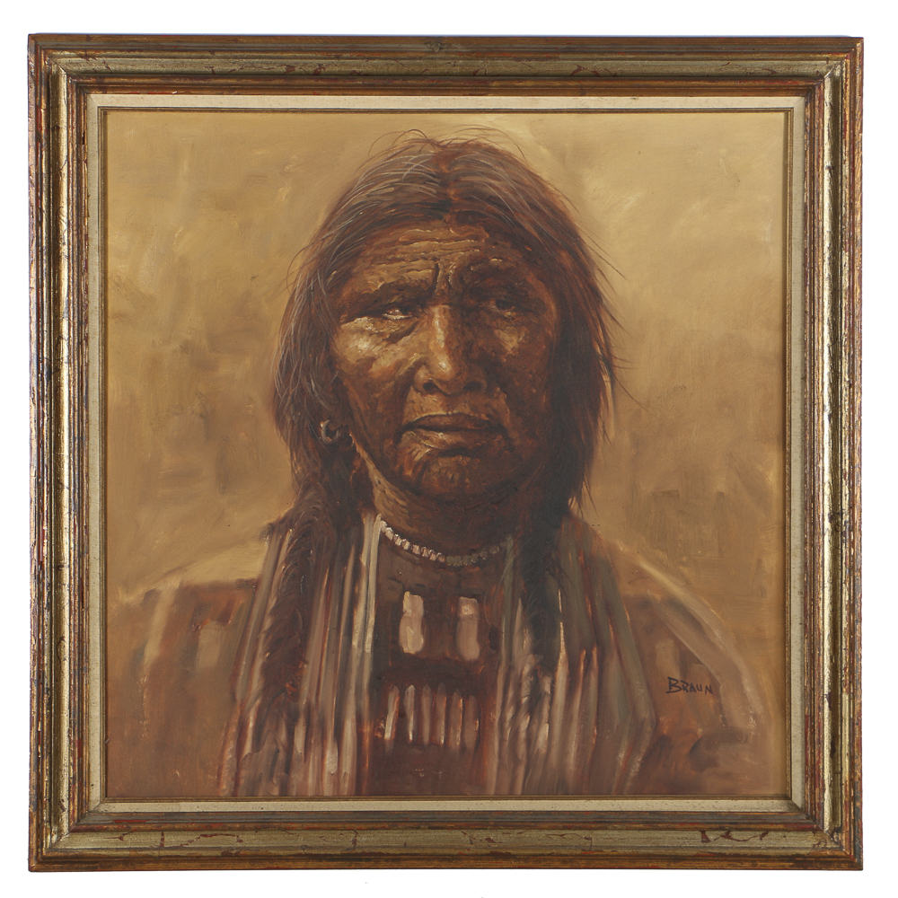 Jorge Tarallo Oil Painting on Canvas Portrait of a Native American | EBTH