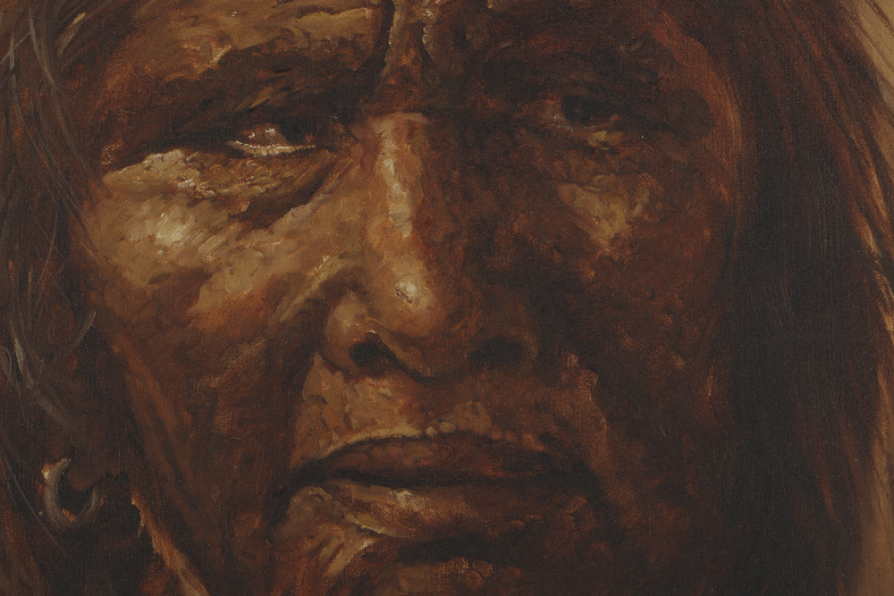 Jorge Tarallo Oil Painting on Canvas Portrait of a Native American | EBTH