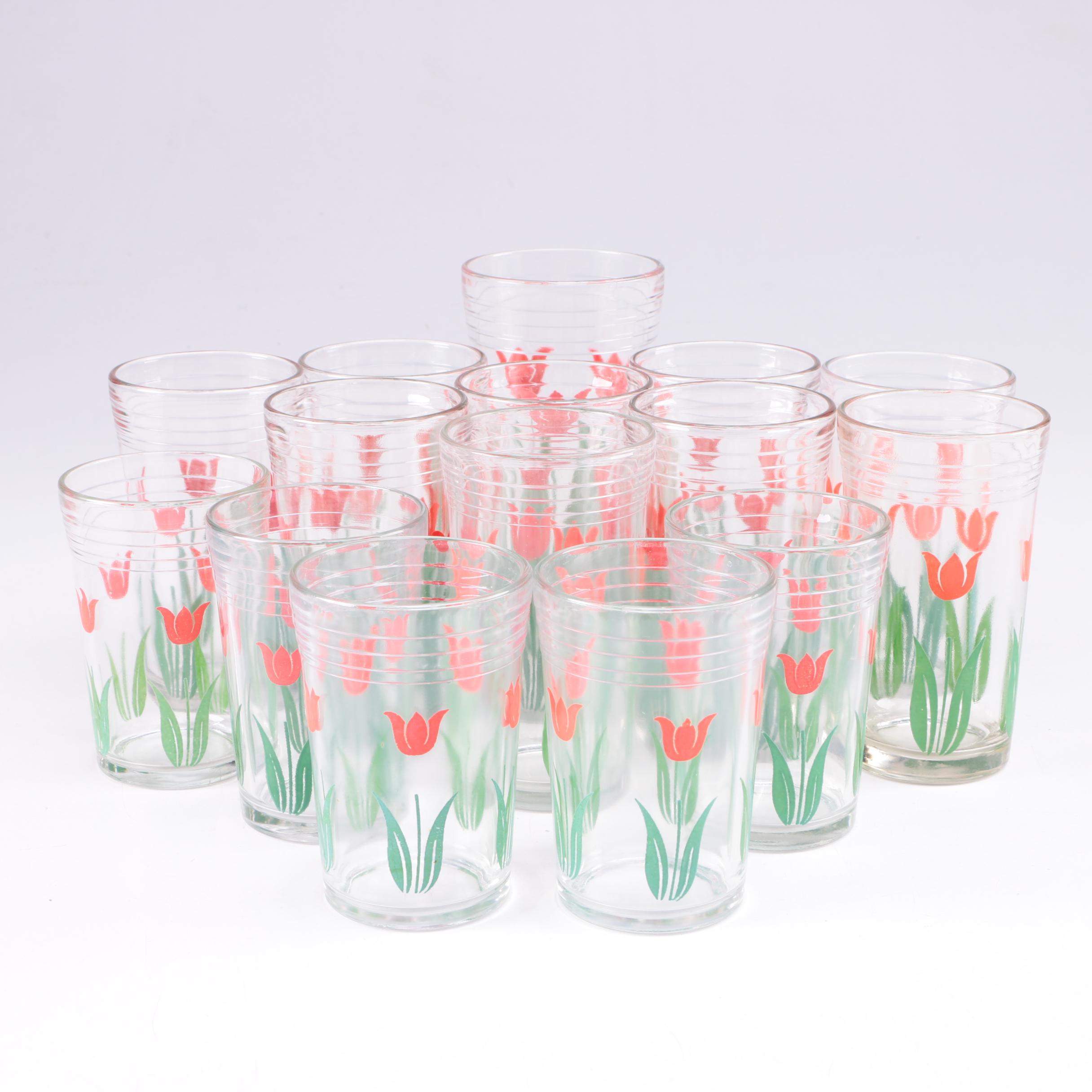Vintage Tulip Themed Glassware | EBTH