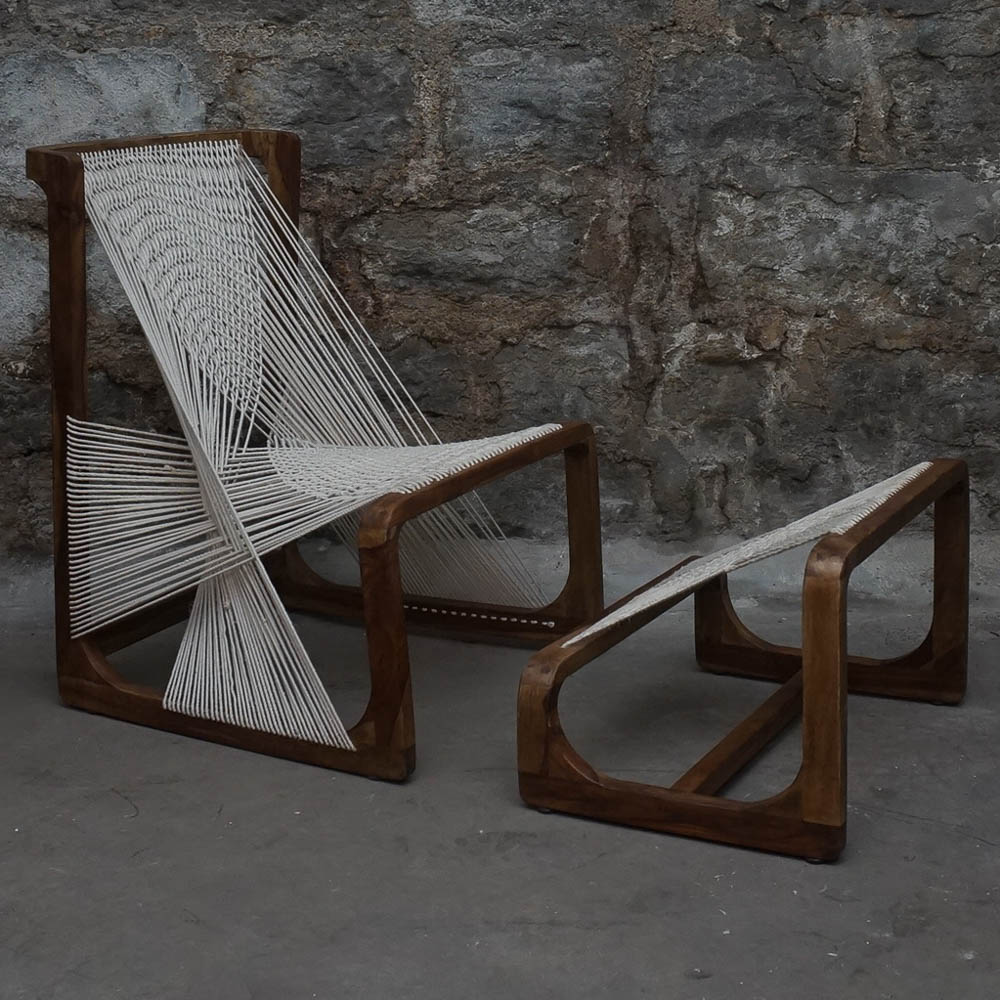 Danish Modern String Chair and Ottoman | EBTH