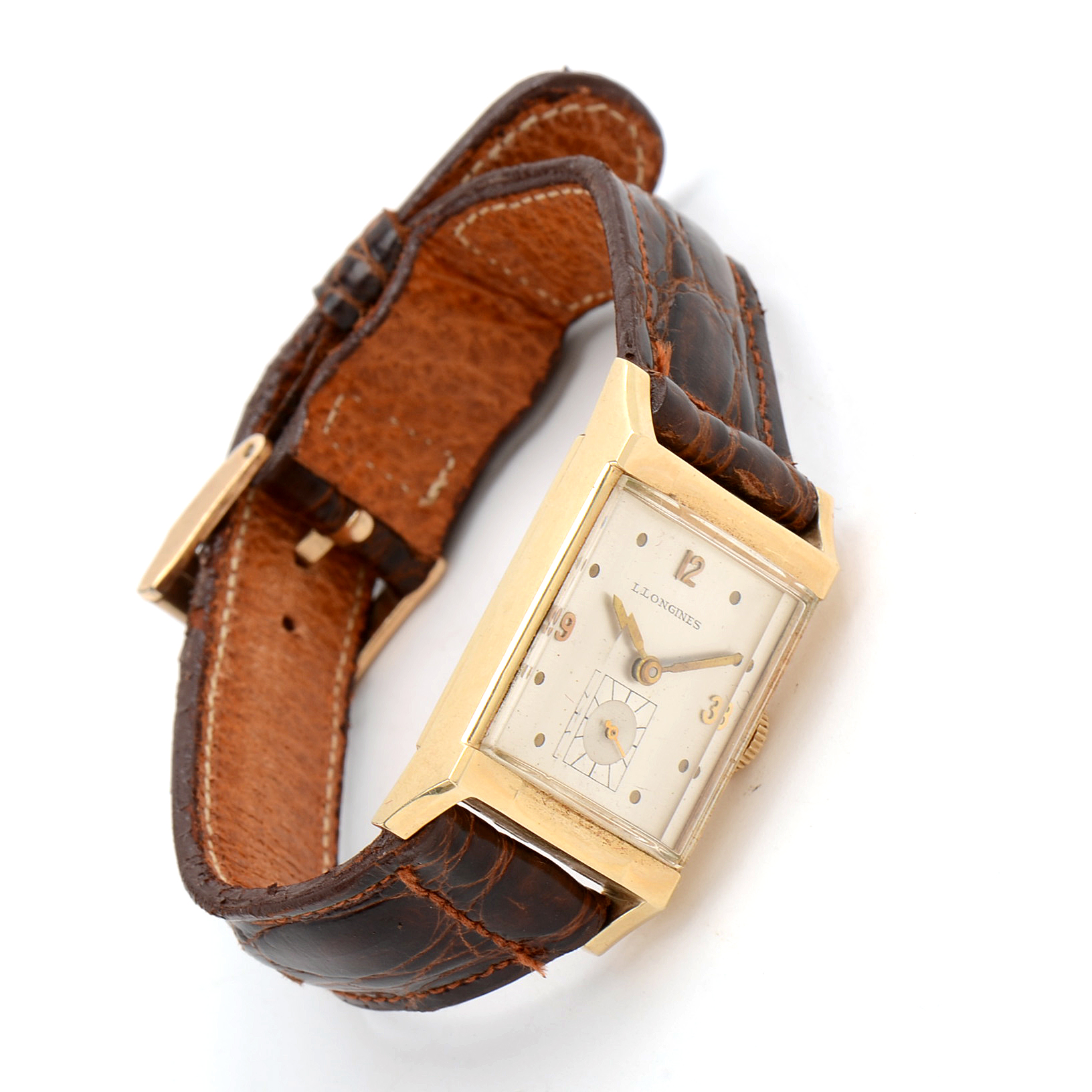 Longines 14K Yellow Gold Tank Style Watch in Original Case with ...