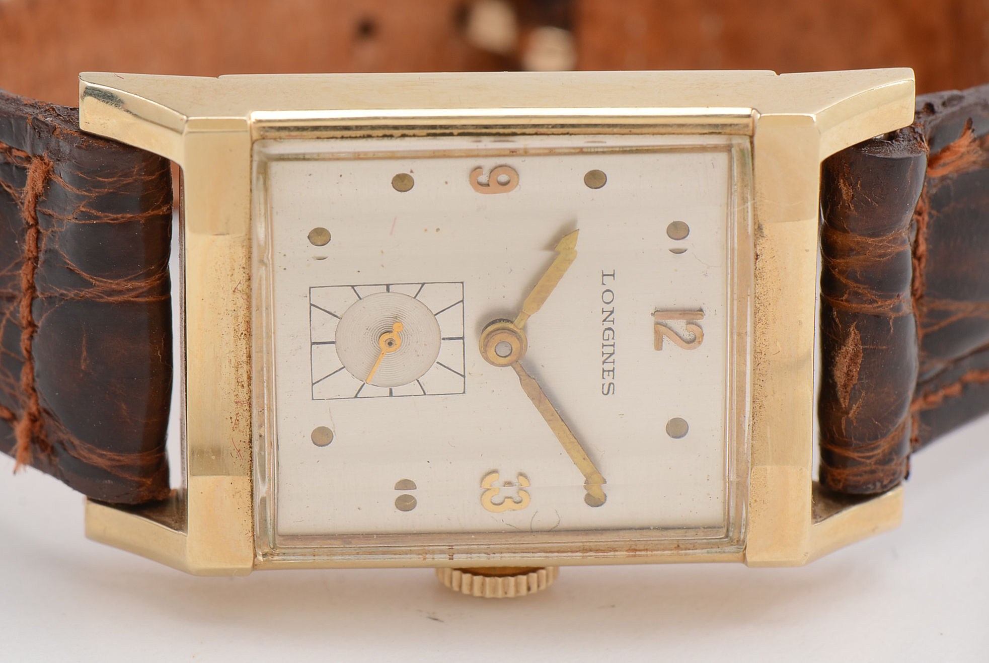 Longines 14K Yellow Gold Tank Style Watch in Original Case with ...