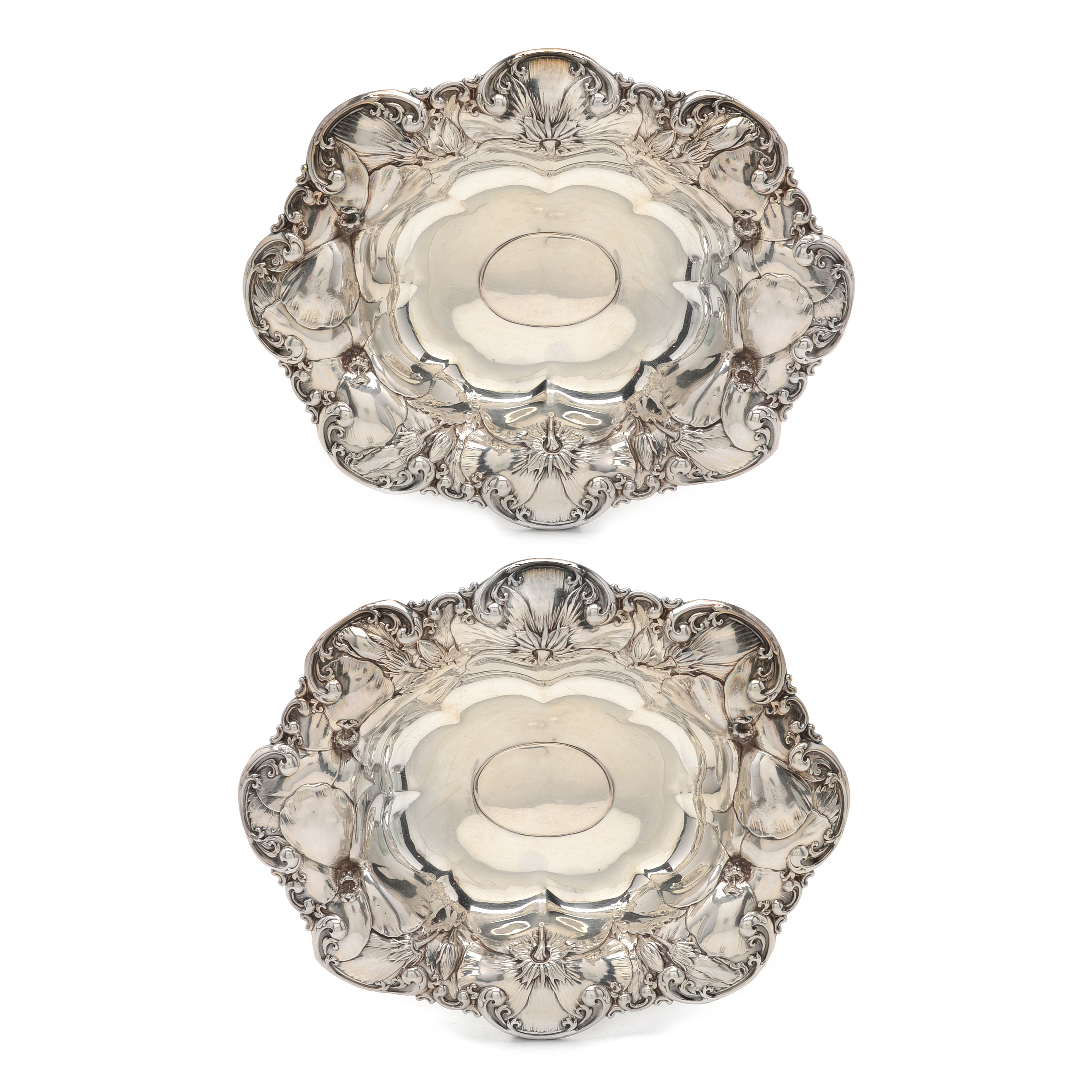 Pair of Vintage Whiting Mfg. (1866-1926) Sterling Silver Pansy Dishes ...