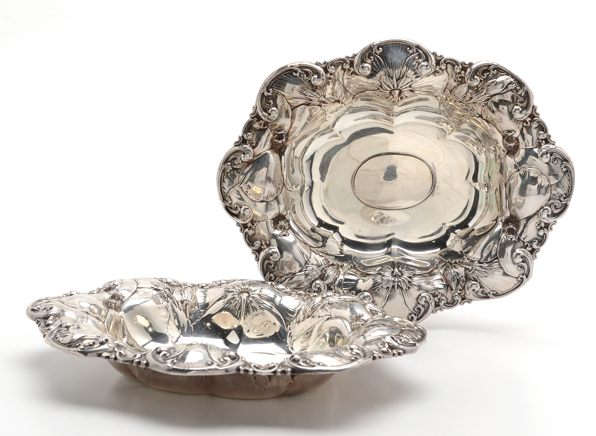 Pair of Vintage Whiting Mfg. (1866-1926) Sterling Silver Pansy Dishes ...