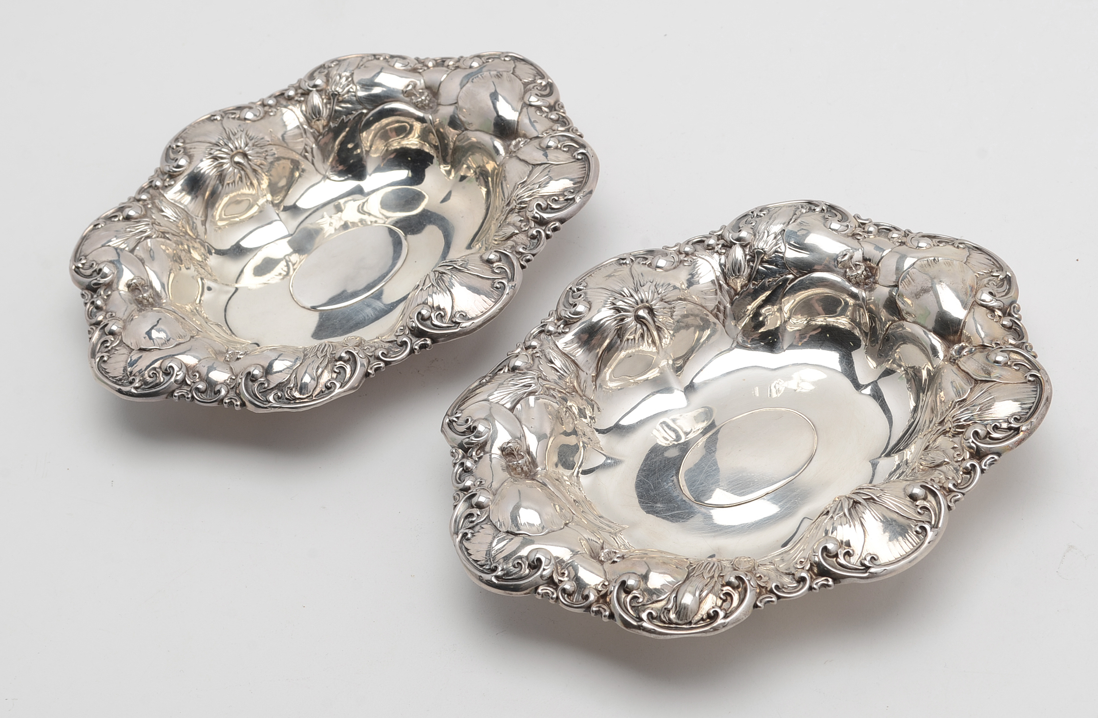 Pair of Vintage Whiting Mfg. (1866-1926) Sterling Silver Pansy Dishes ...