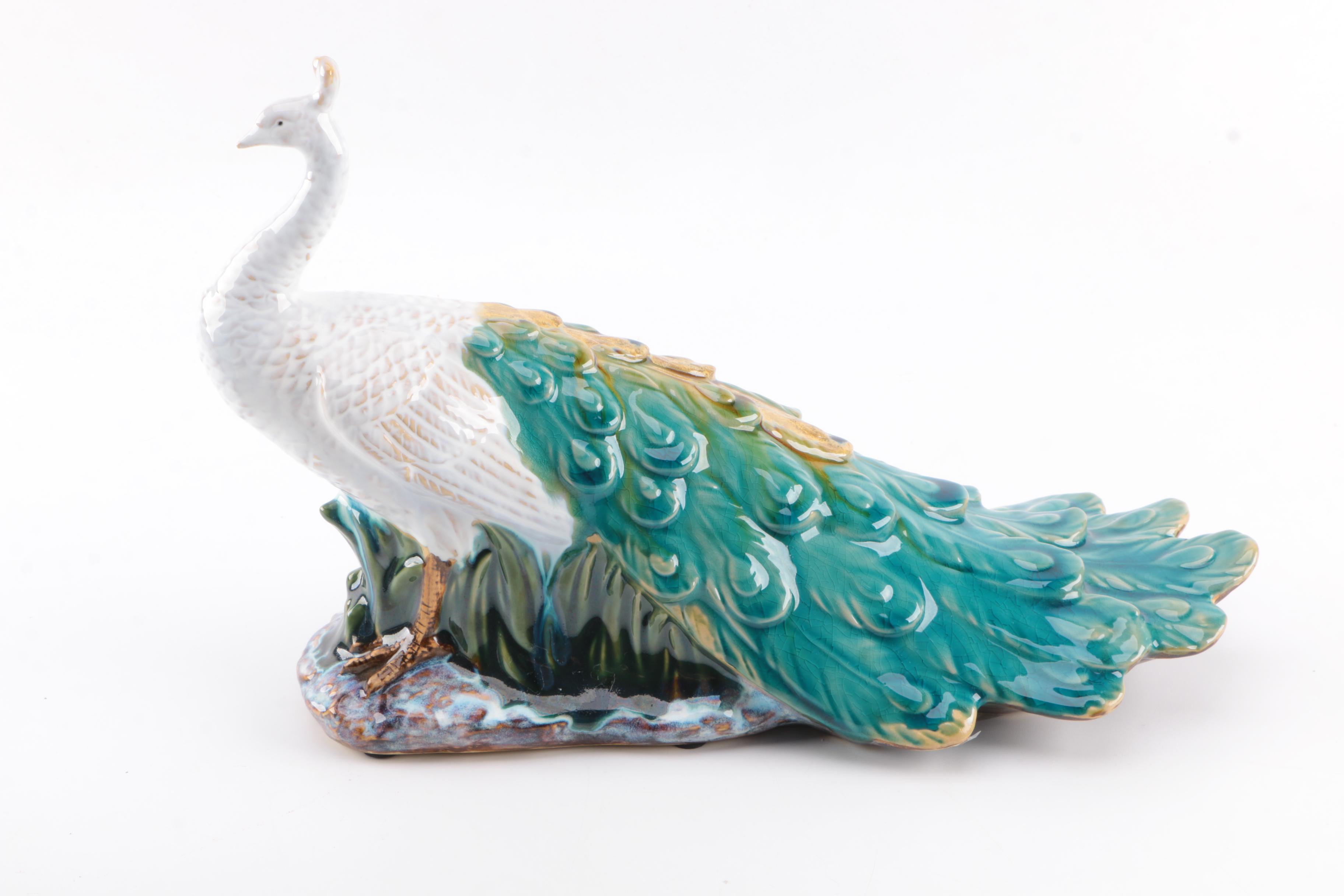 Ceramic Peacock Figurine Pair | EBTH