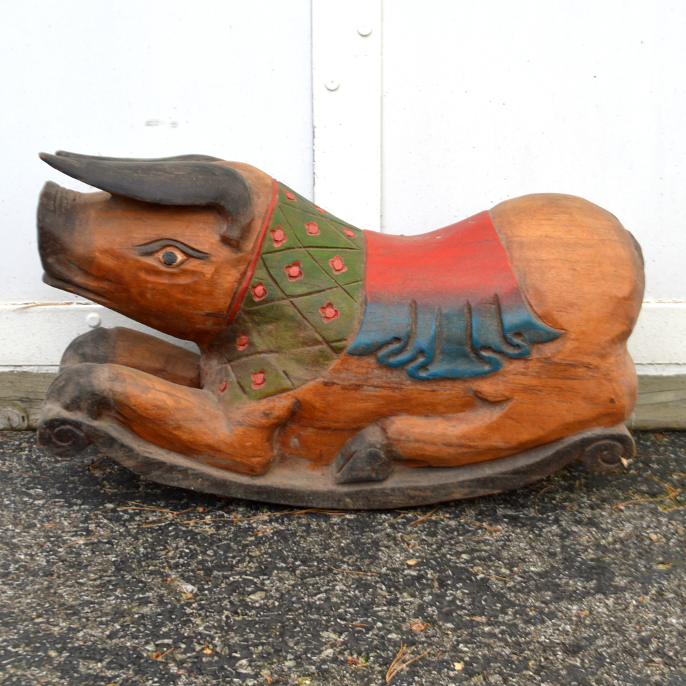 Hand Crafted Wood Rocking Pig | EBTH