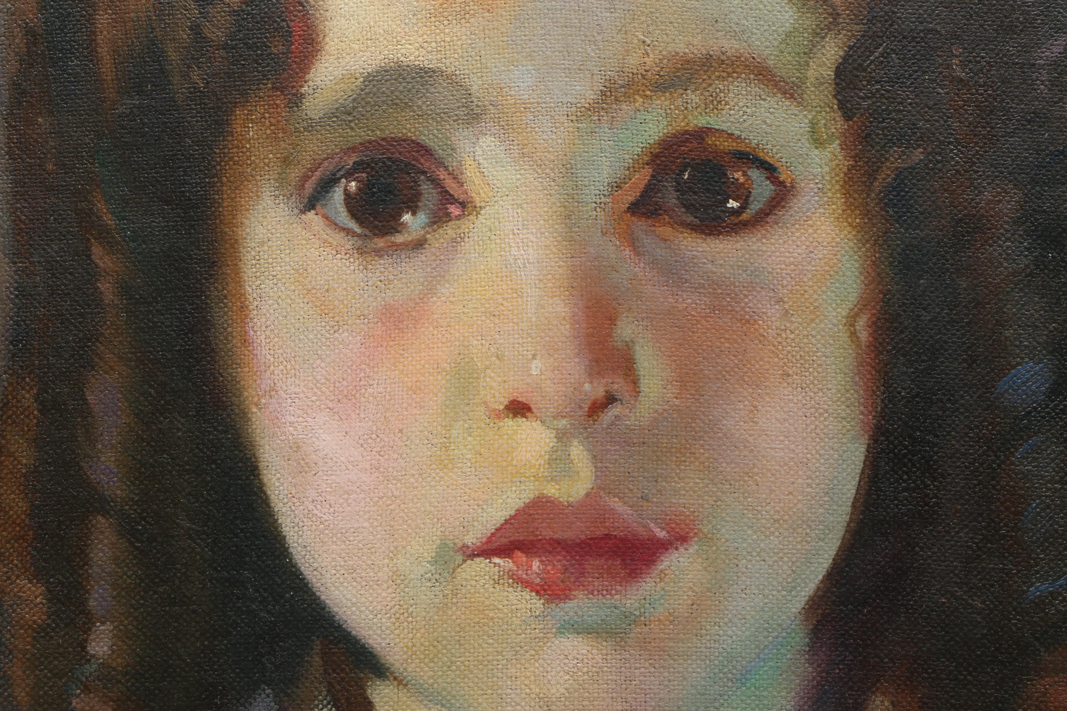 George Collie Oil Painting on Canvas "Girl With Stuffed Animal" | EBTH