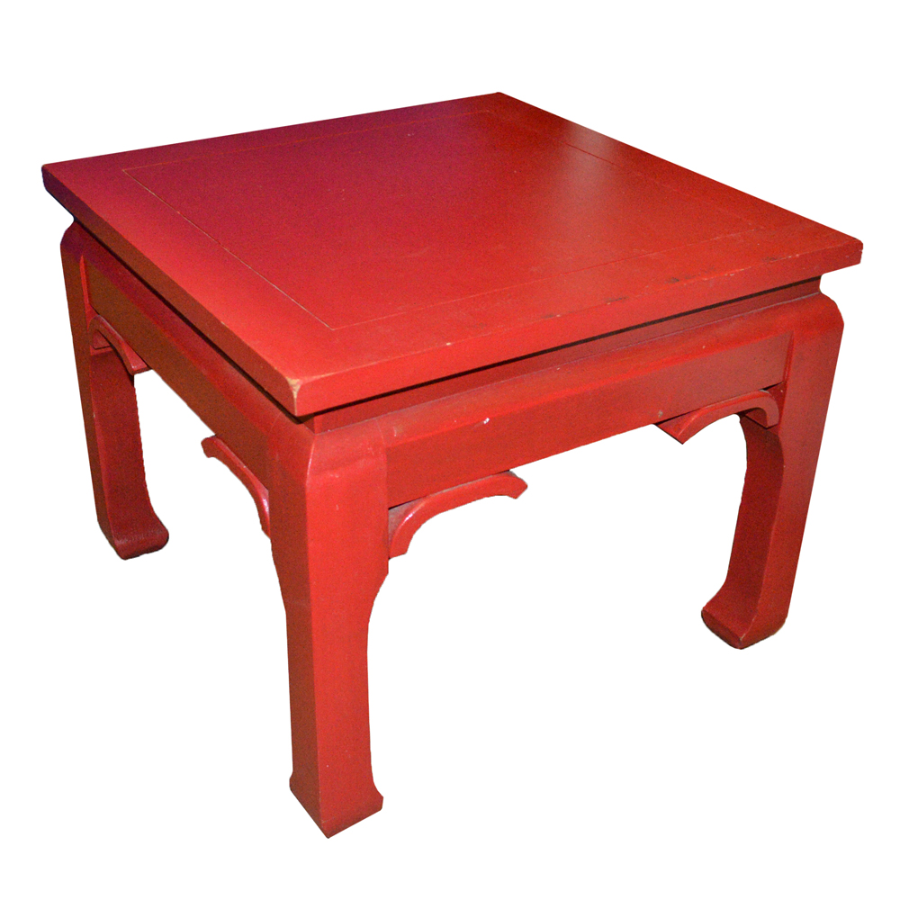 Chinese Inspired Red End Table | EBTH