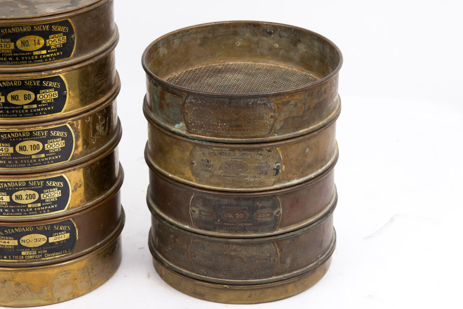 Ten Vintage Brass/Copper U.S. Standard Sieves | EBTH