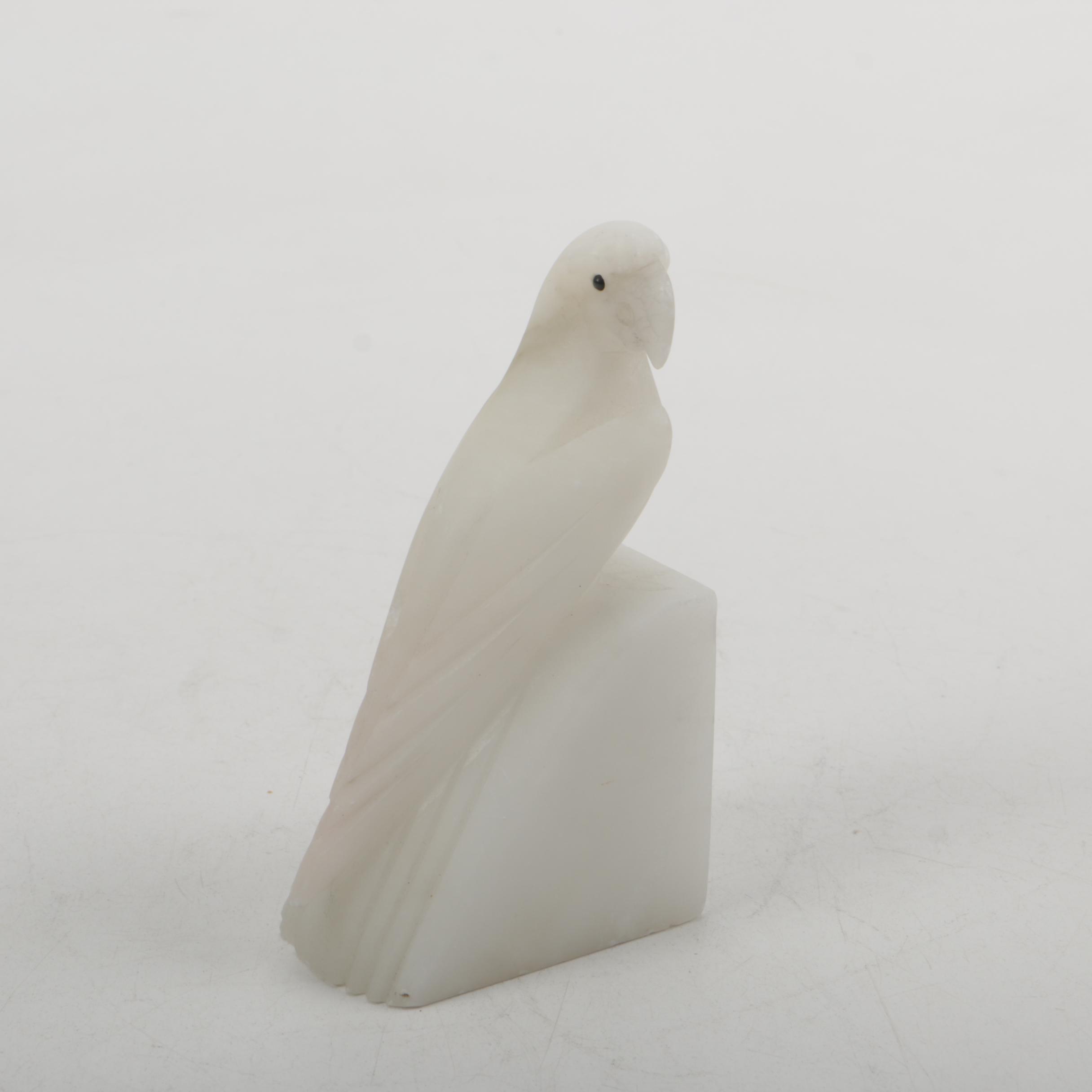 Pair of White Alabaster Bird Bookends | EBTH