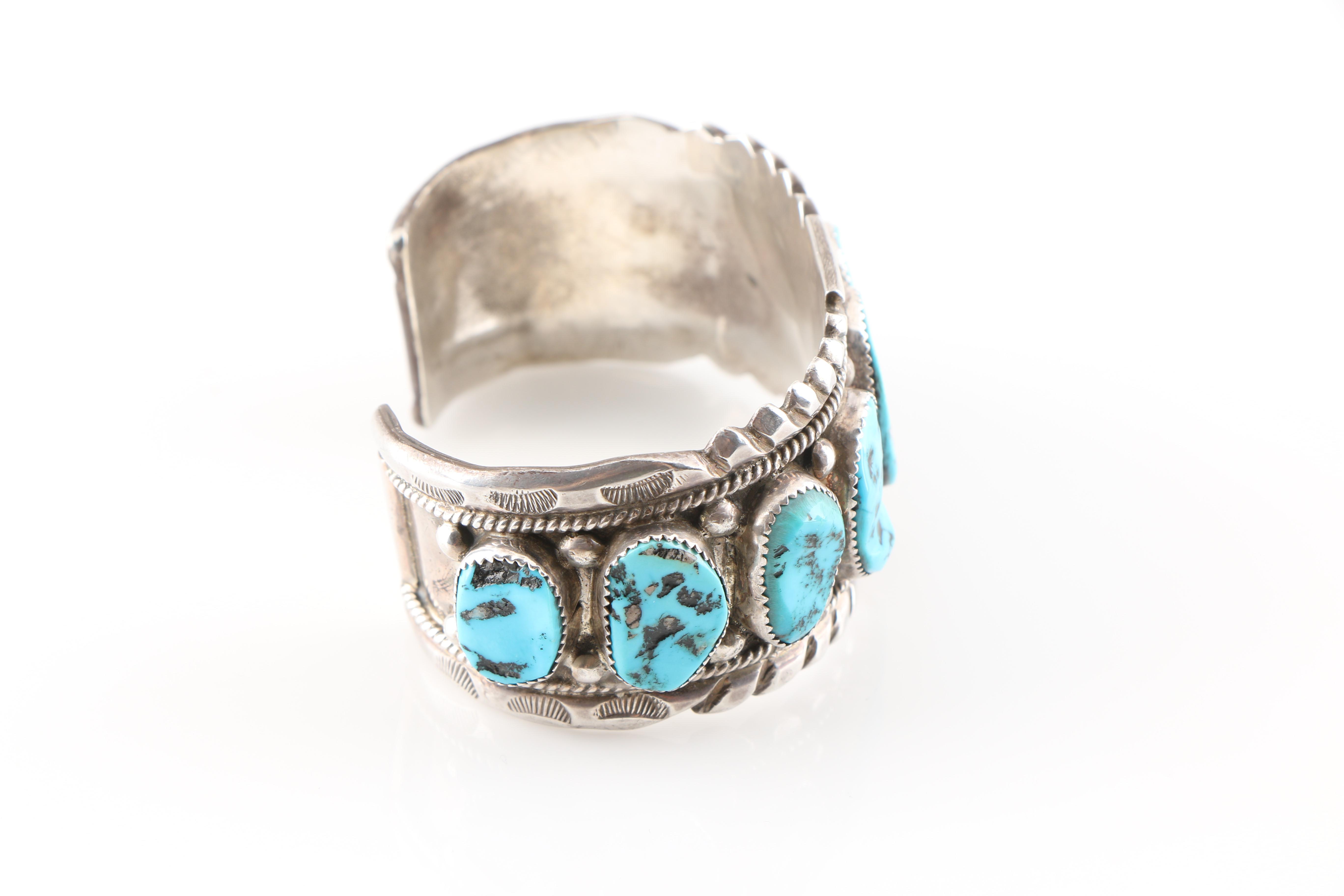 Native American Style Sterling Silver Turquoise Cuff | EBTH
