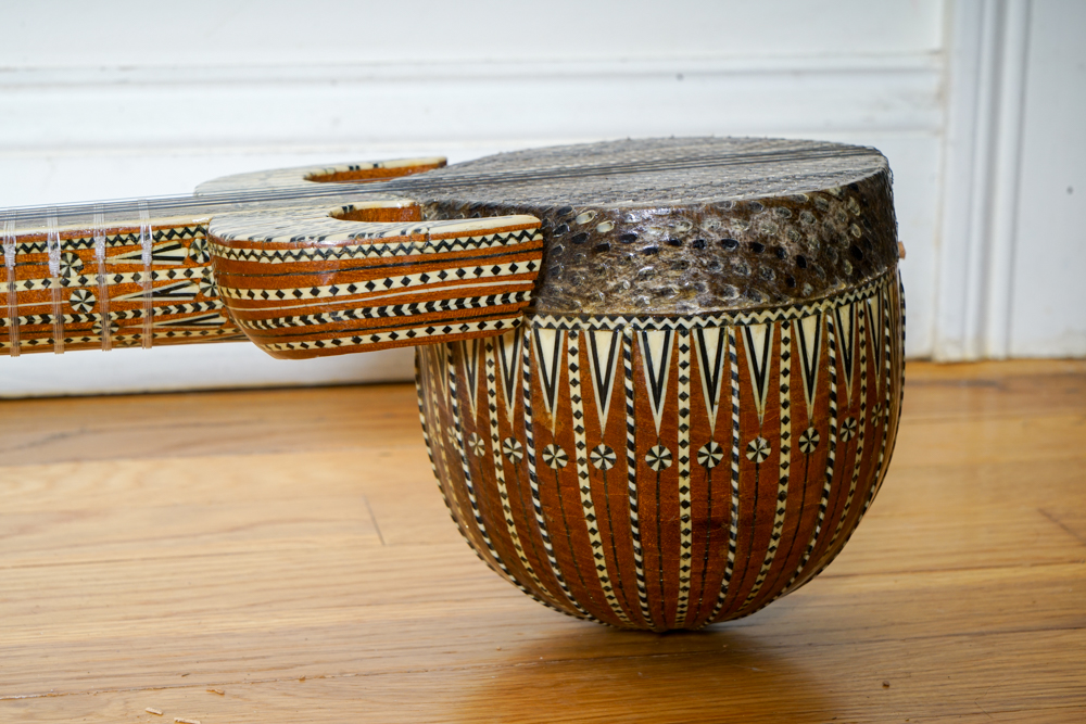 Ornate Western Chinese Rawap Instrument With Python Skin | EBTH