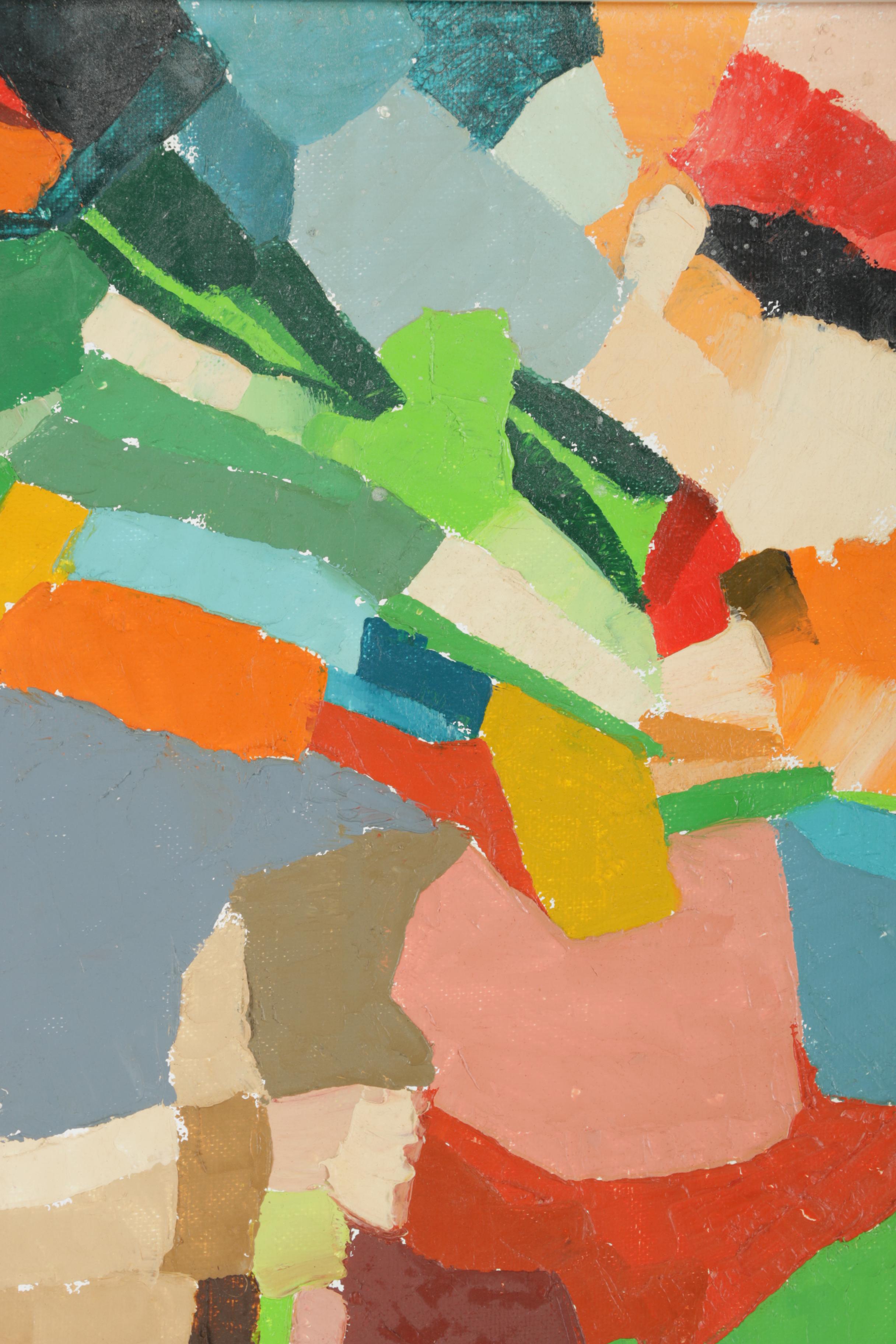 Nancy Howes Original 1976 Oil Painting on Canvas Board "Pieces" | EBTH