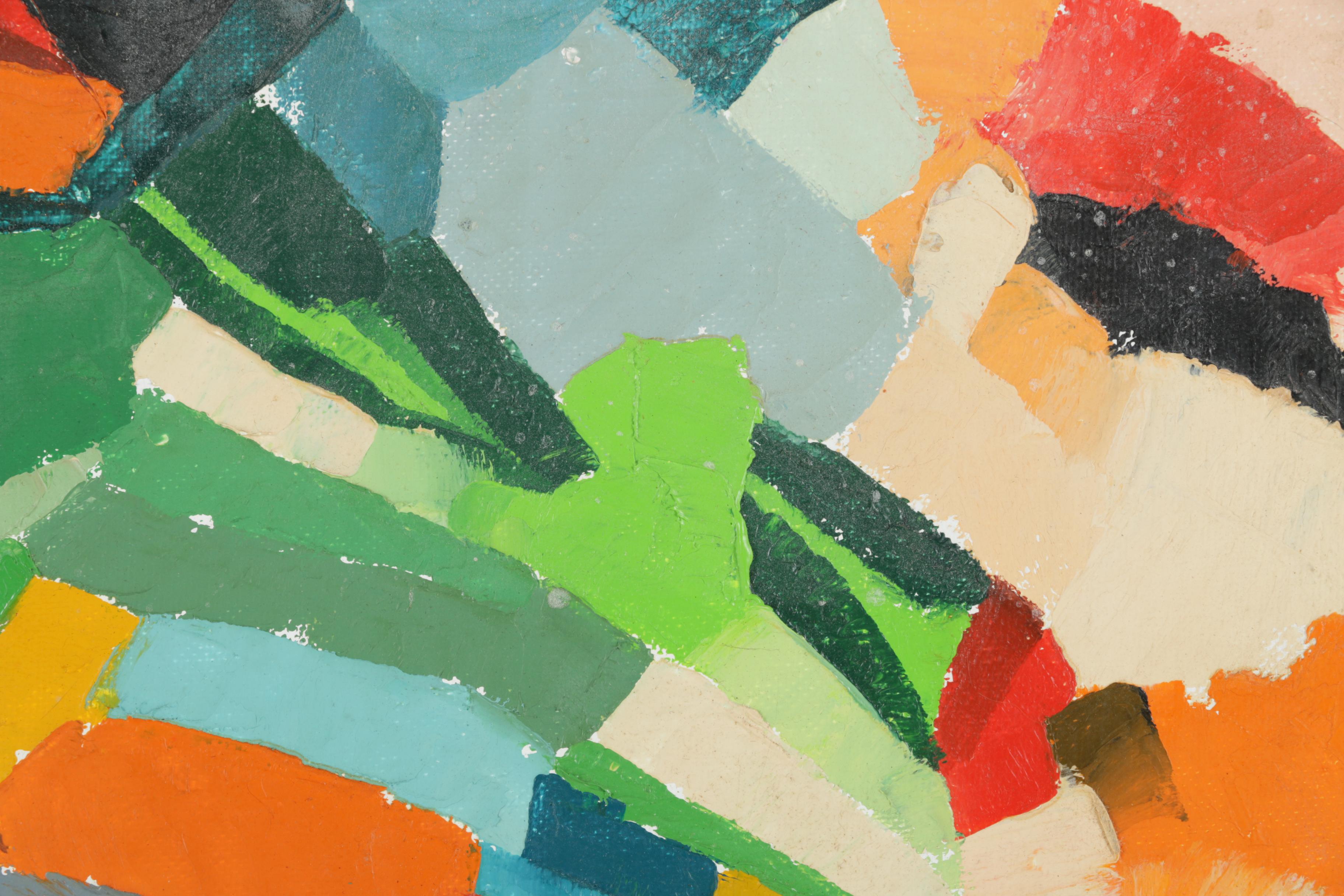 Nancy Howes Original 1976 Oil Painting on Canvas Board "Pieces" | EBTH