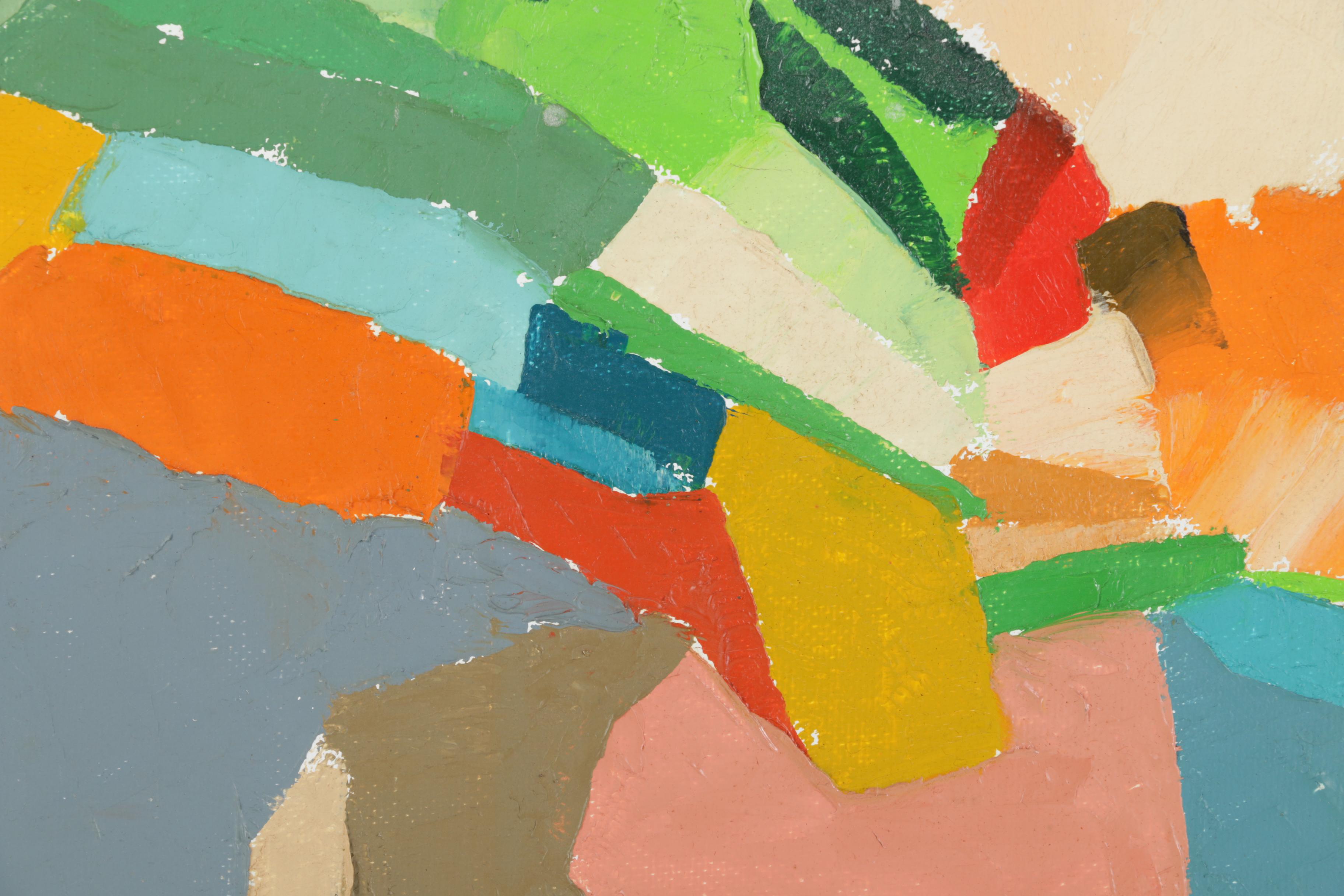 Nancy Howes Original 1976 Oil Painting on Canvas Board "Pieces" | EBTH