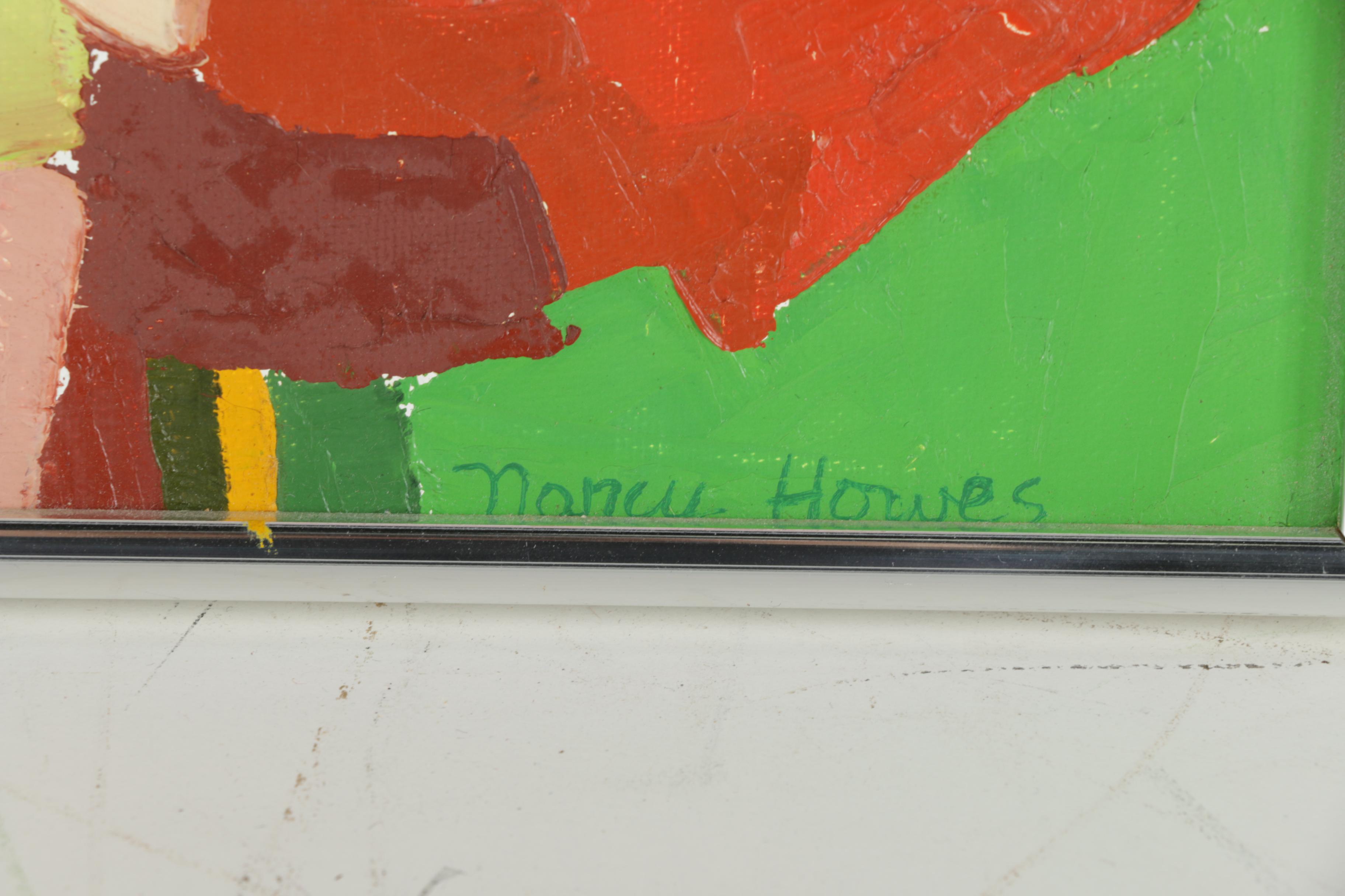 Nancy Howes Original 1976 Oil Painting on Canvas Board "Pieces" | EBTH