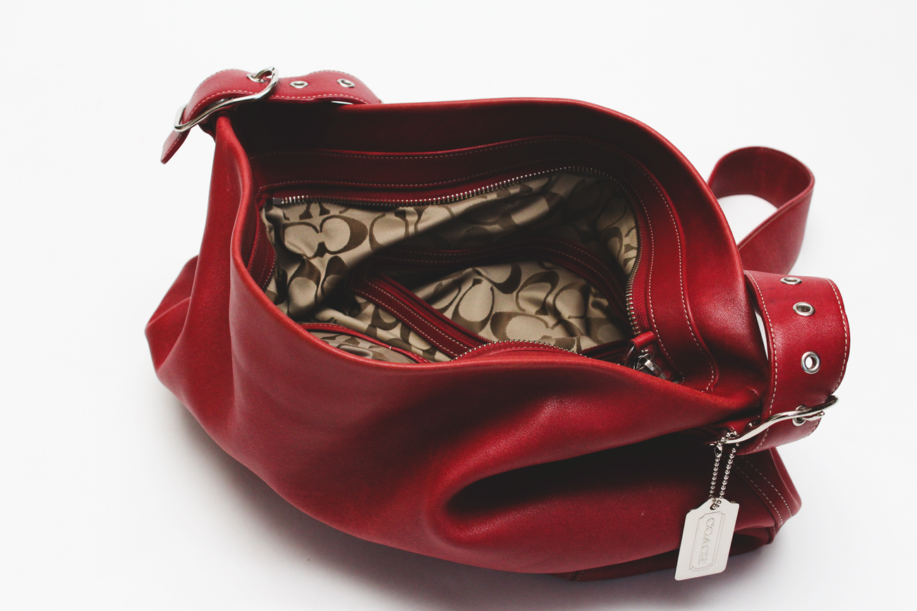 Coach Red Leather Bucket Duffel Handbag | EBTH