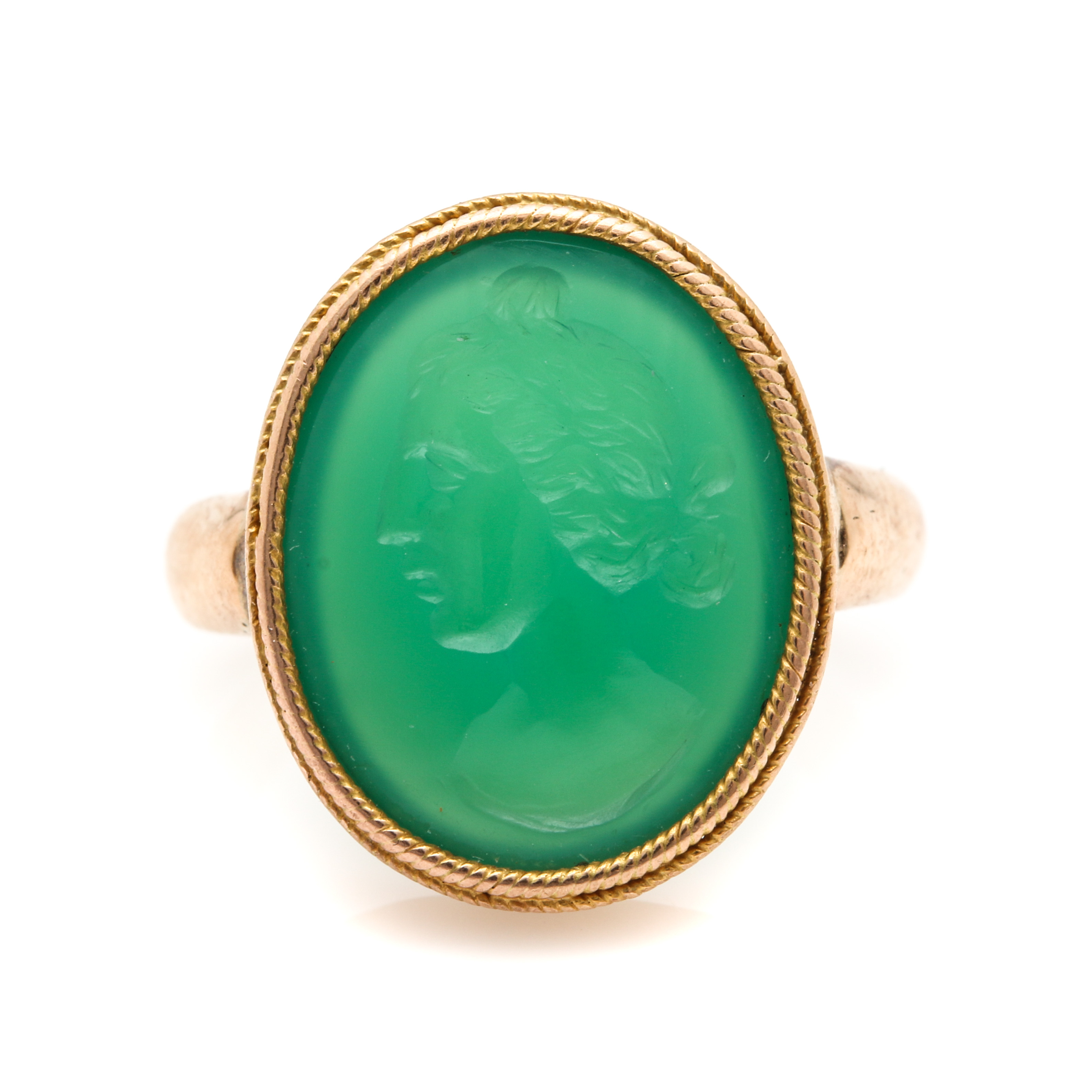 14K Rose Gold Chalcedony Intaglio Ring | EBTH