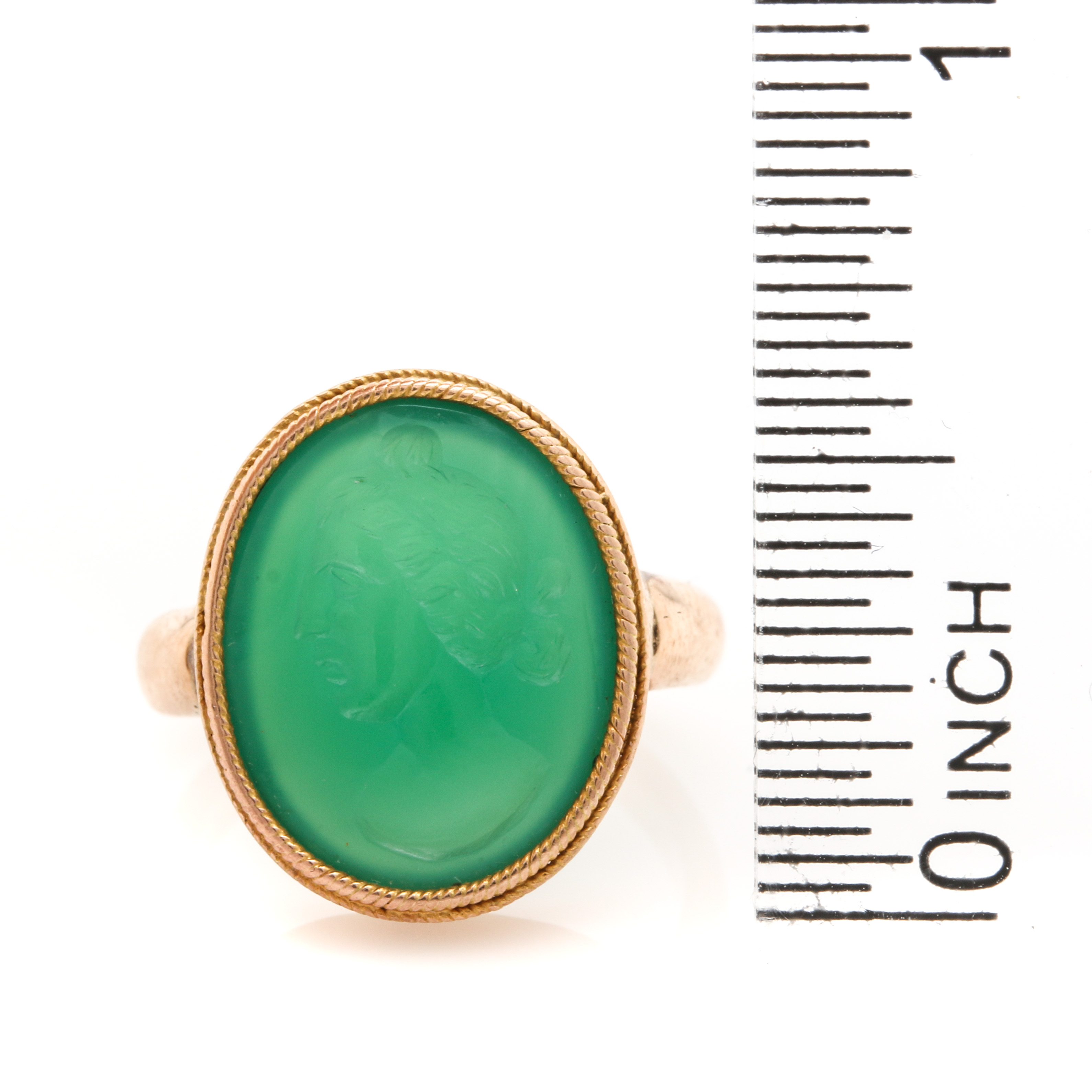 14K Rose Gold Chalcedony Intaglio Ring | EBTH