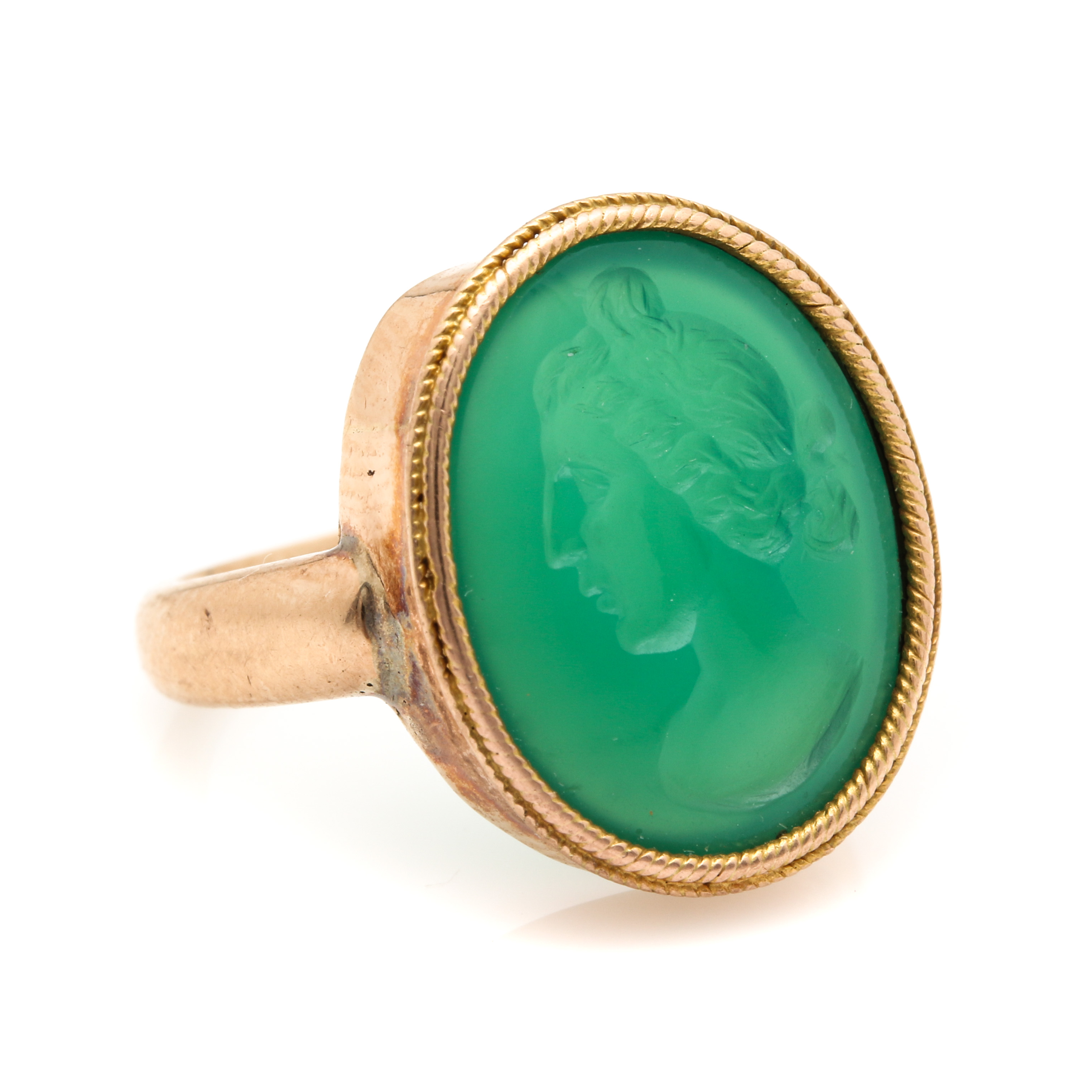 14K Rose Gold Chalcedony Intaglio Ring | EBTH