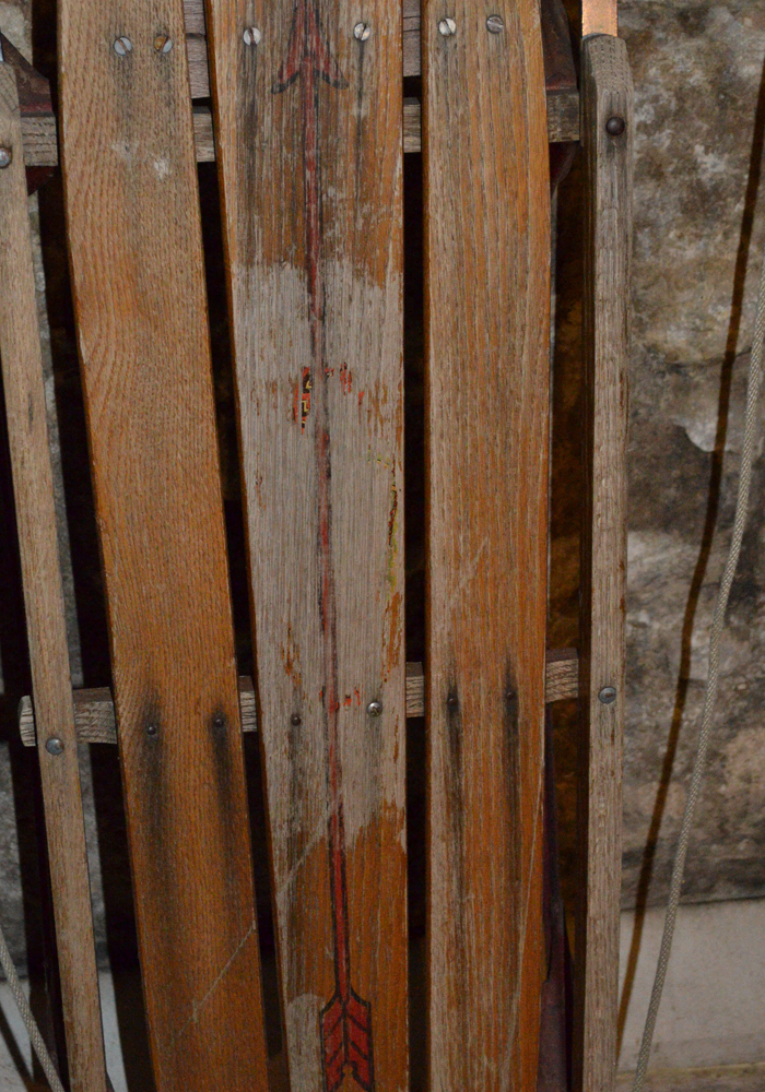 Three Vintage Sleds Including Flexible Fliyer Racer Wood and Metal Sled ...