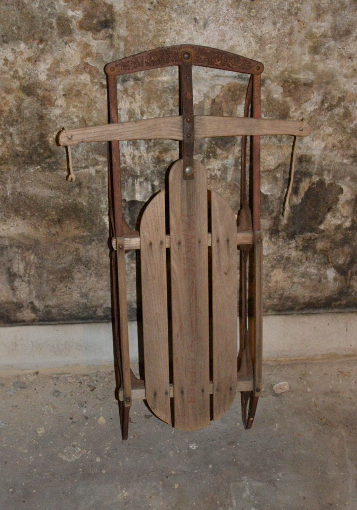 Three Vintage Sleds Including Flexible Fliyer Racer Wood and Metal Sled ...