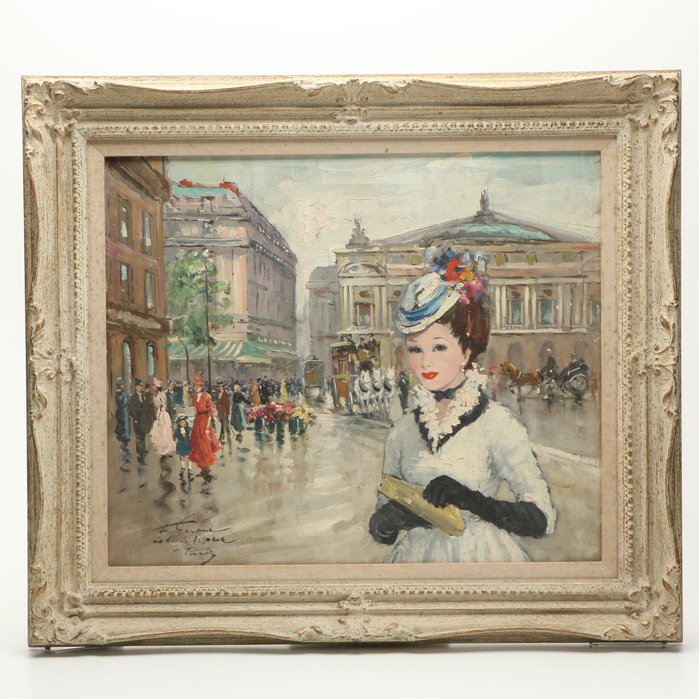 François Gerome Oil on Canvas "Place de l'Opera, Paris" | EBTH