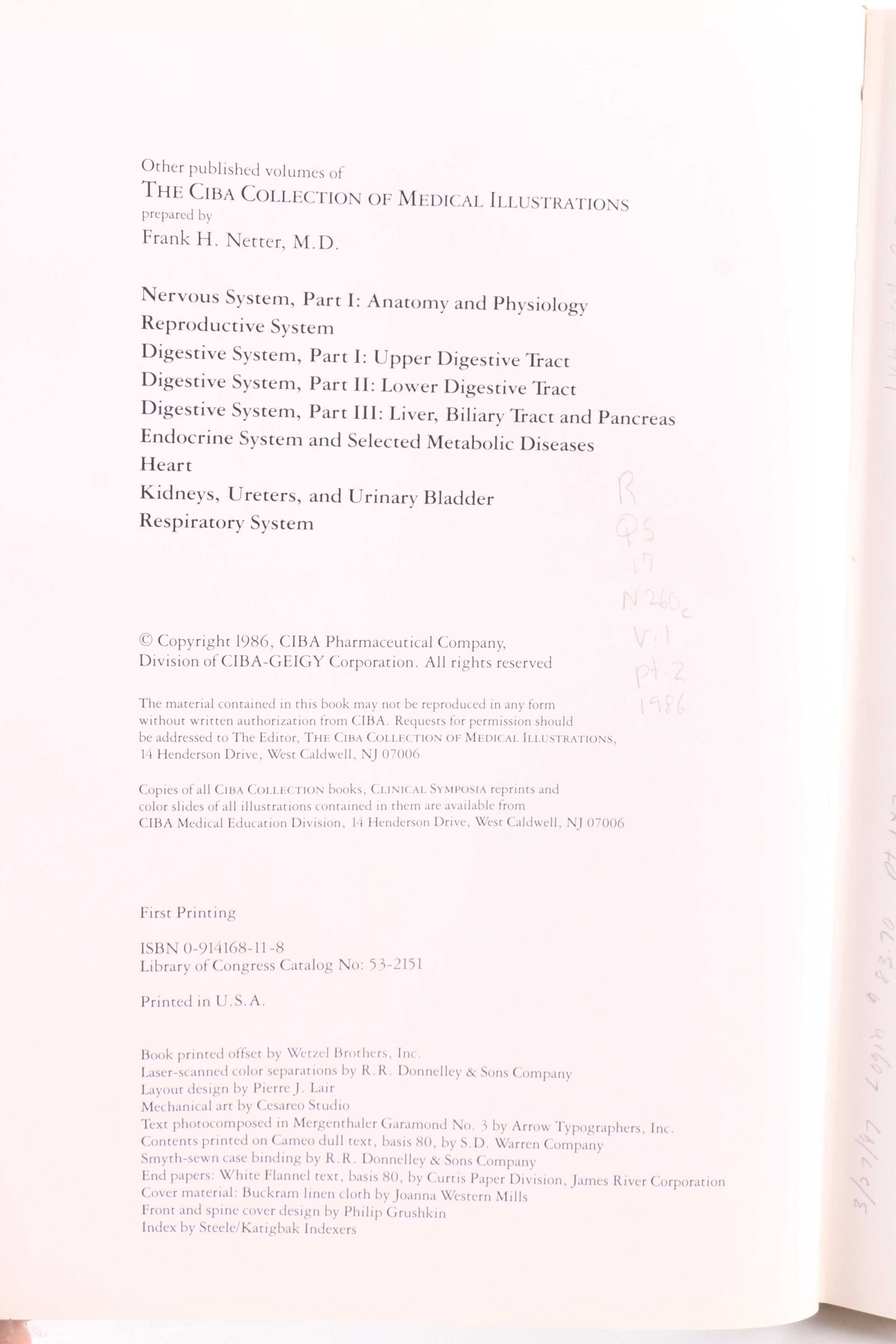 Frank H. Netter Signed "The CIBA Collection Of Medical Illustrations ...