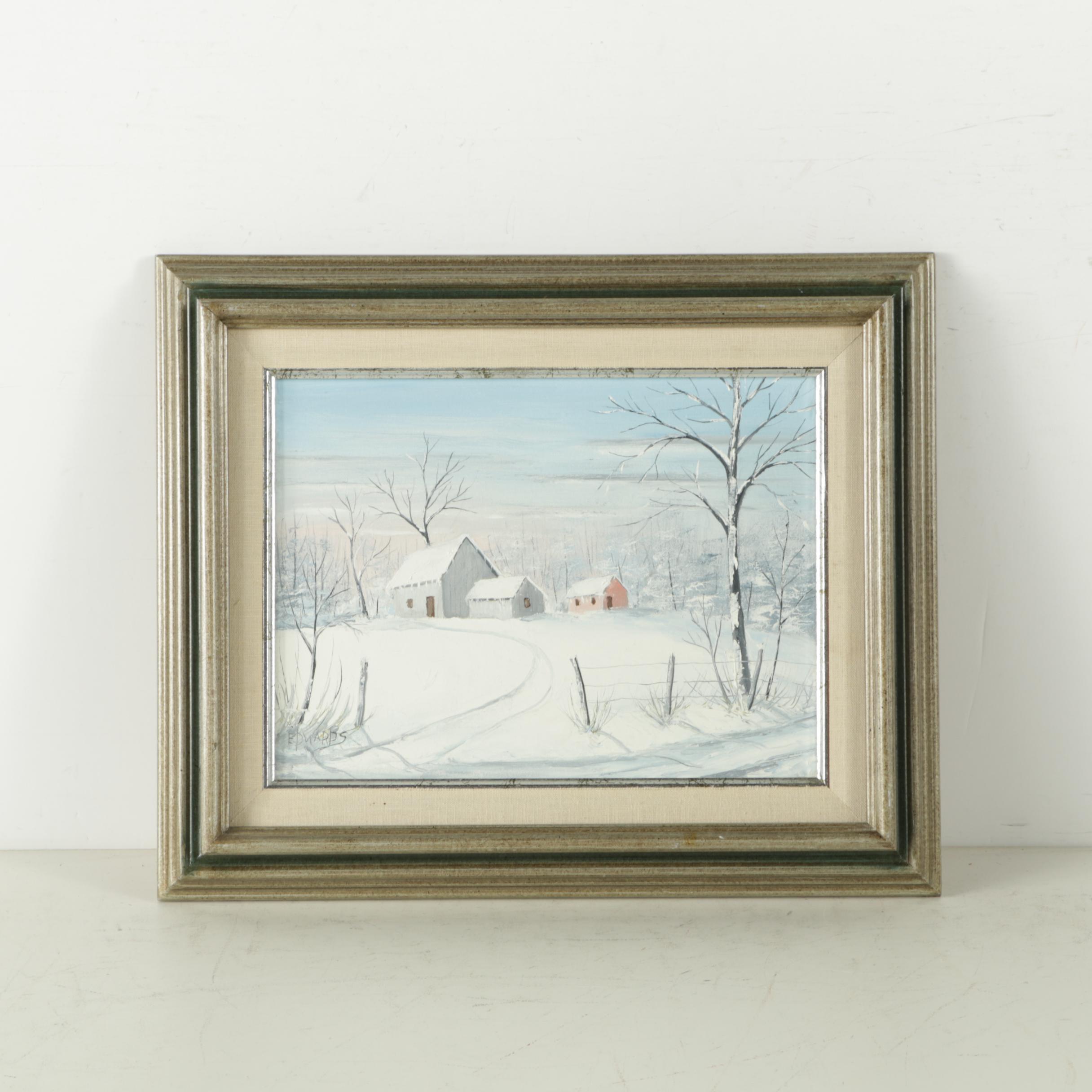 Edwards Oil Painting on Canvas of Winter Scene | EBTH